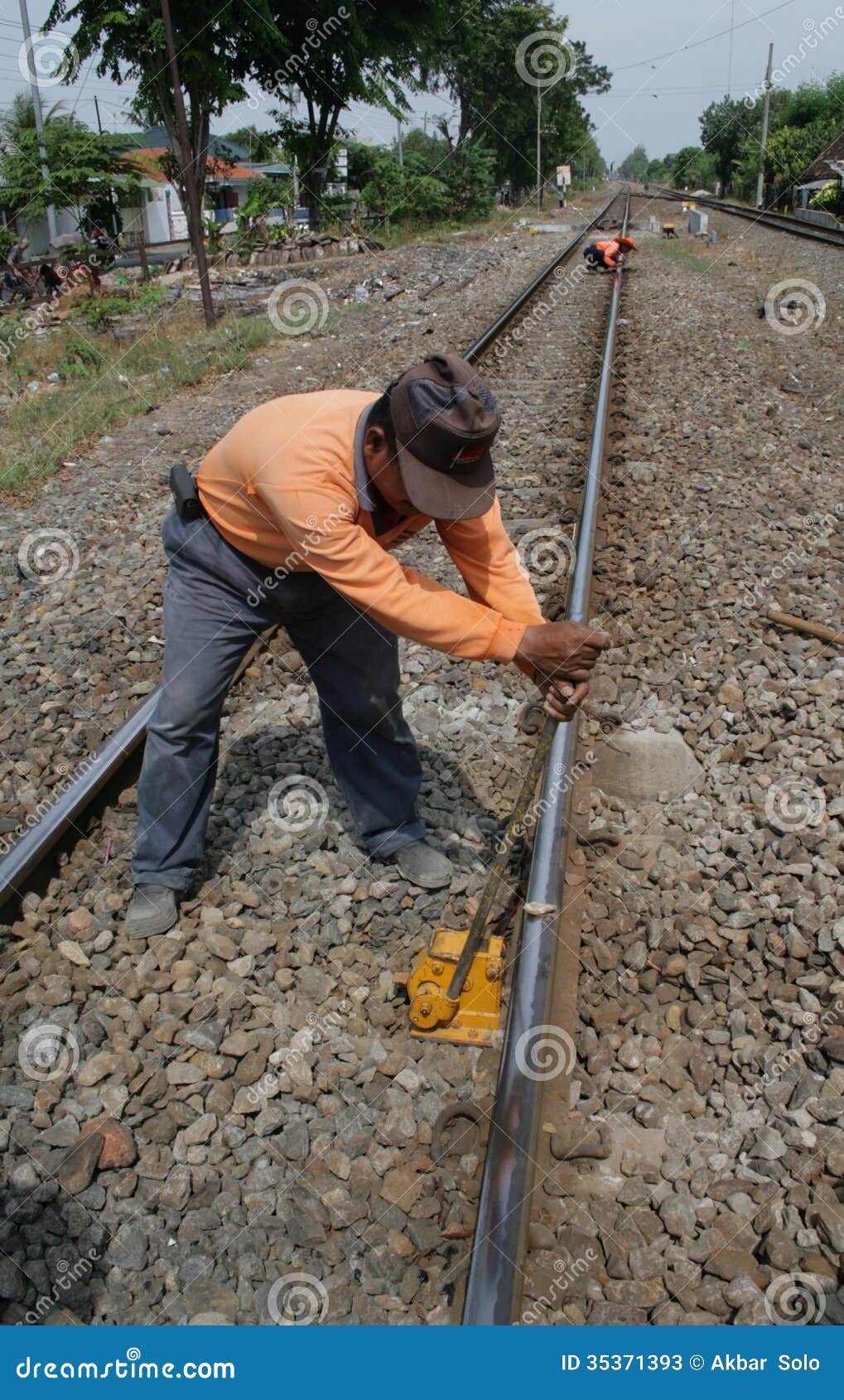 Fixing railway editorial stock photo. Image of people - 35371393