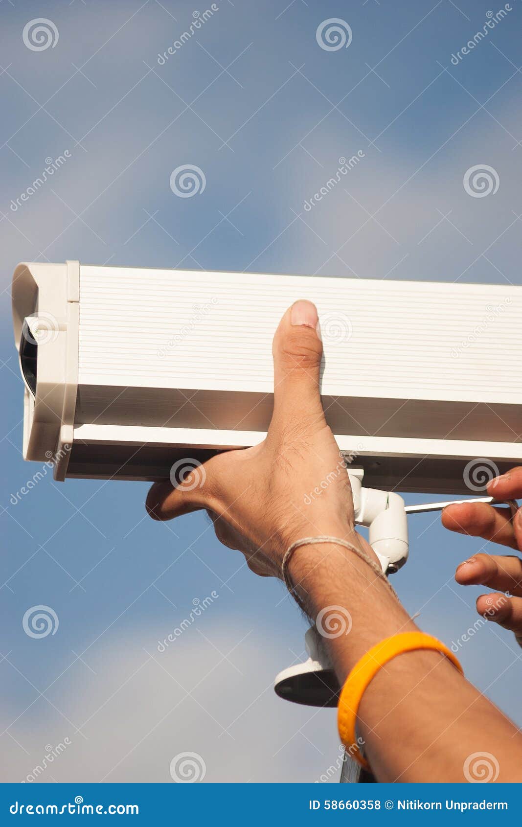 Fixing Security Camera CCTV Stock Photo - Image of protect, maintenance ...
