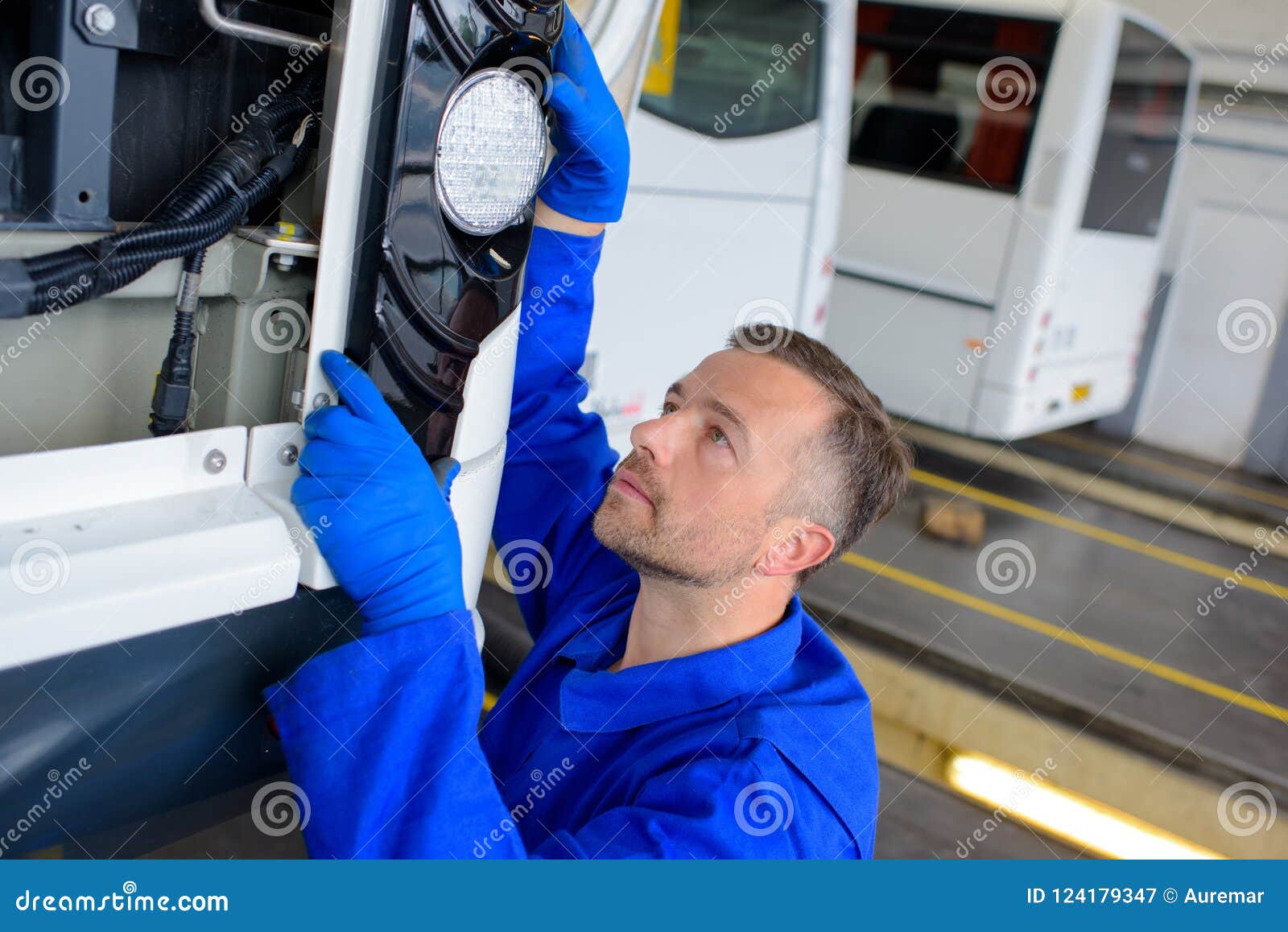 Fixing the tail light stock image. Image of commuter - 124179347
