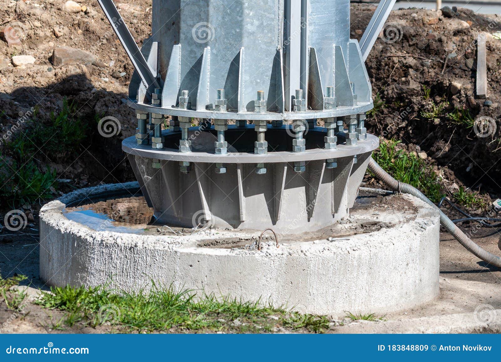 Fixing the Telecommunications Support To the Foundations Stock Image ...