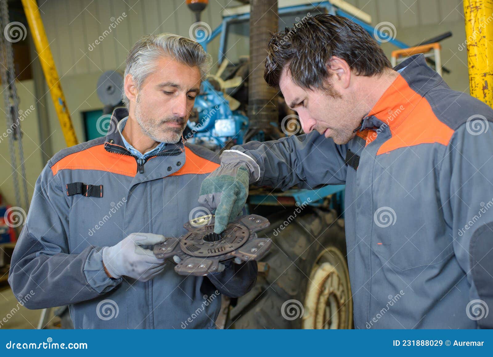 They fixing tractor stock image. Image of solving, worker - 231888029