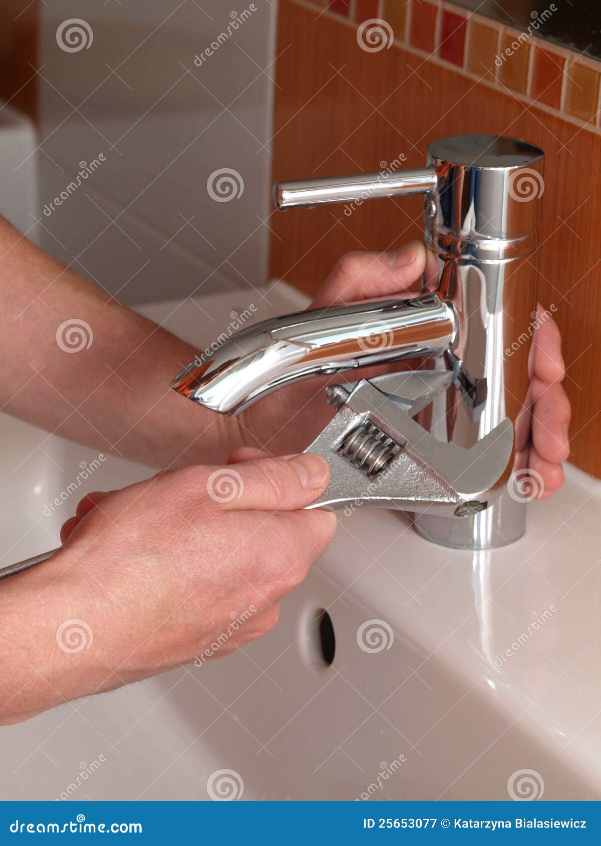 Fixing water tap stock image. Image of plumbing, faucet - 25653077