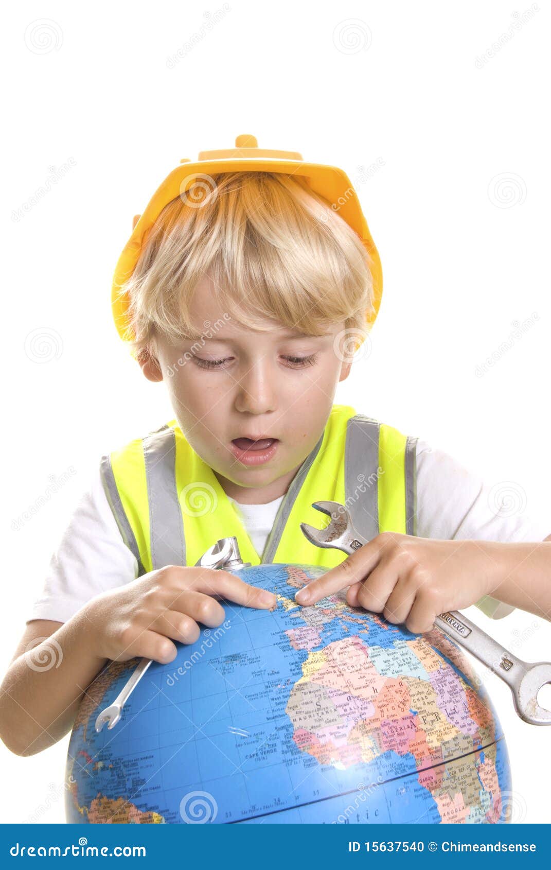 Boy Pointing at Uk Fixing the World Stock Photo - Image of england ...
