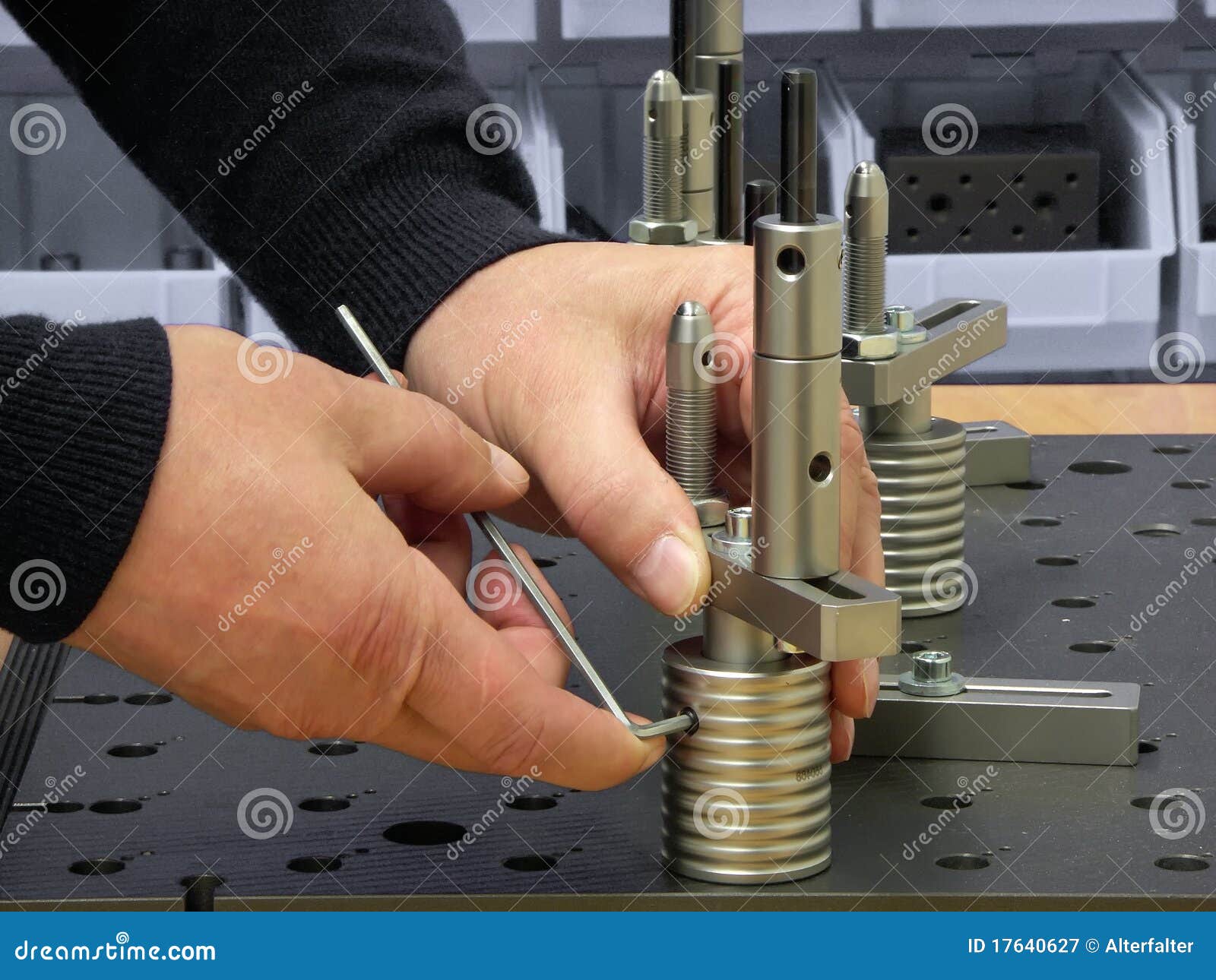 Measuring On The Jig Fixture Shear Stress Specimen Before Test Royalty ...