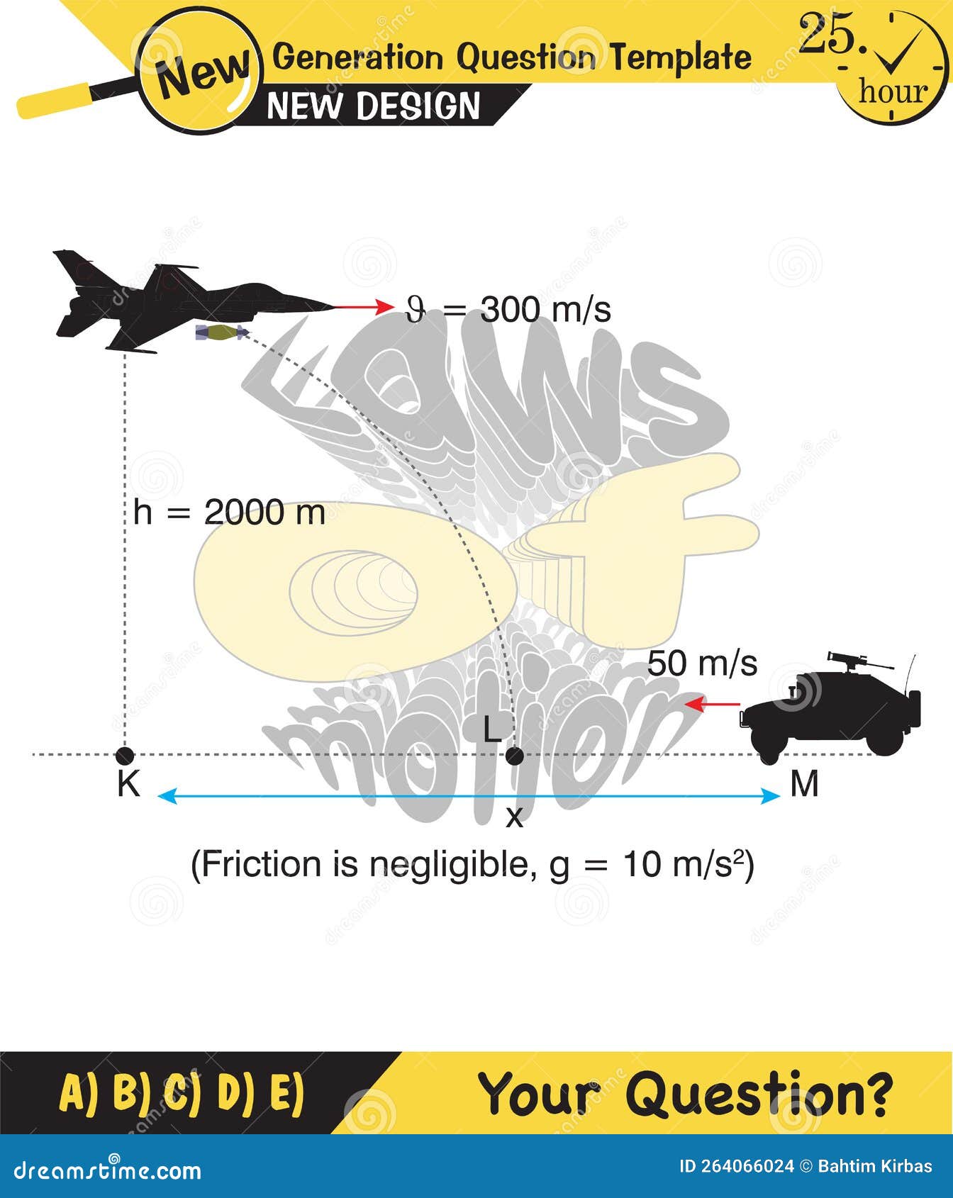 Physics, Vector Illustration of a Forces and Motion, Vectors, Shot ...
