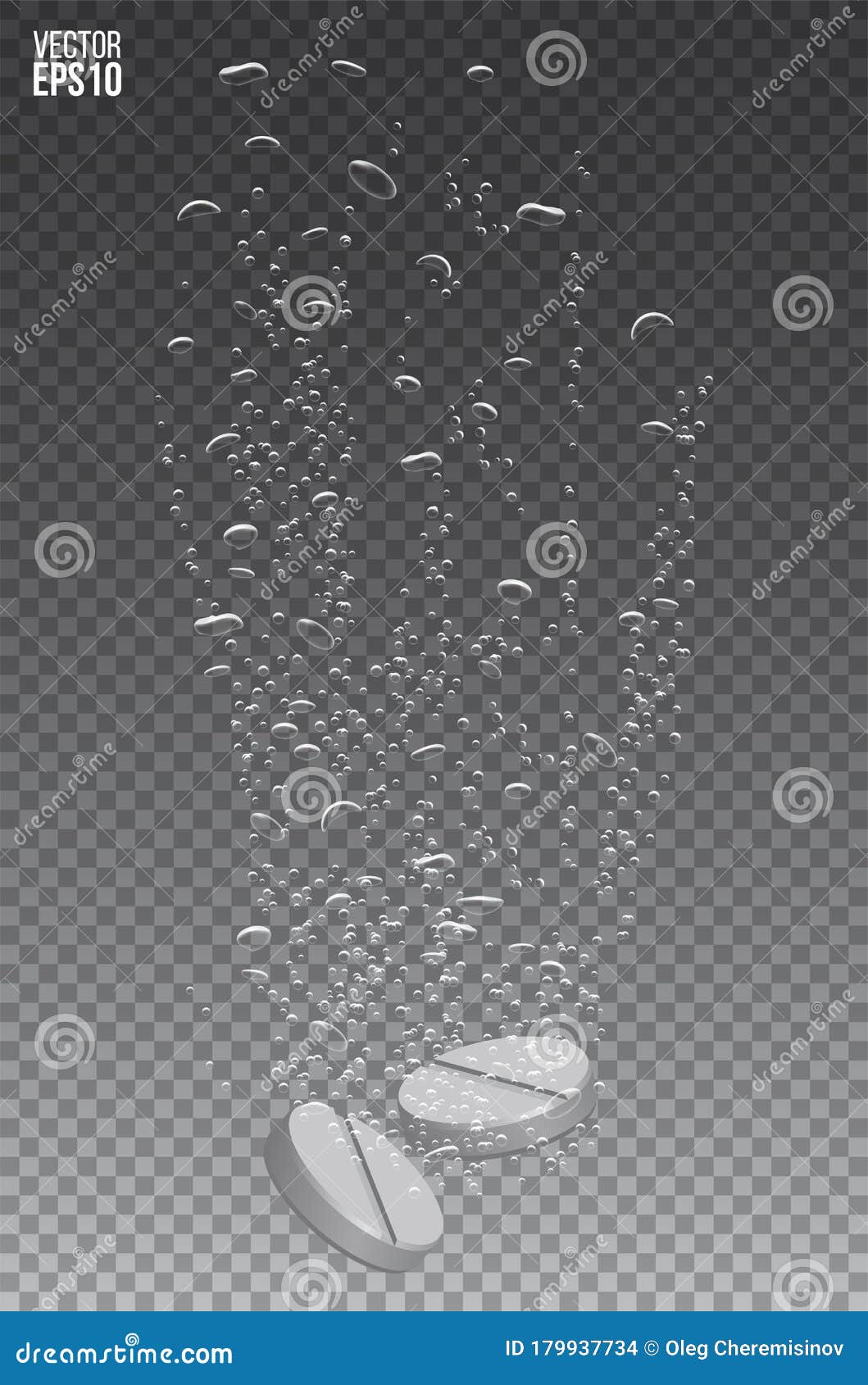 Fizzy Tablets With Bubbles Trace In Water On Transparent Background ...