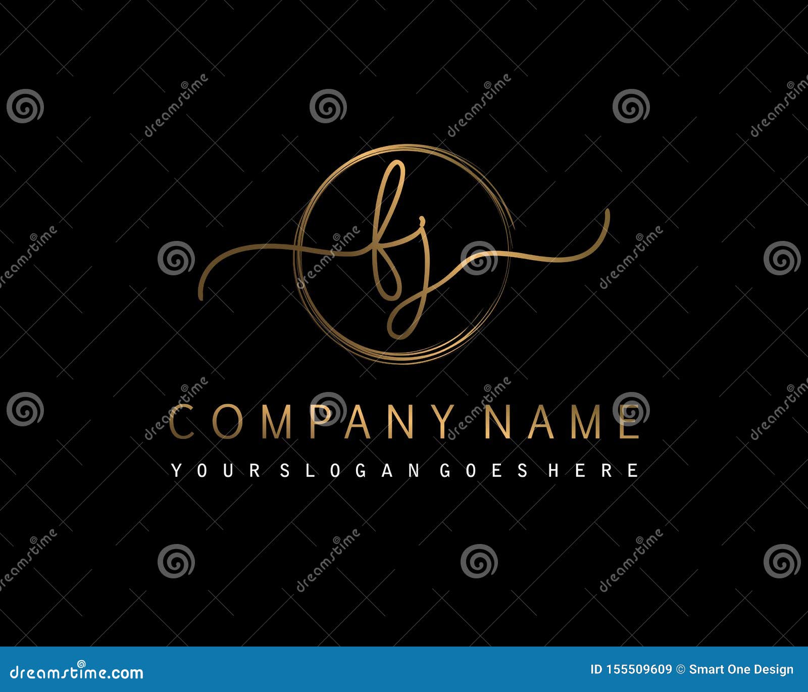 FJ Initial Handwriting Logo Circle Hand Drawn Template Vector Stock ...