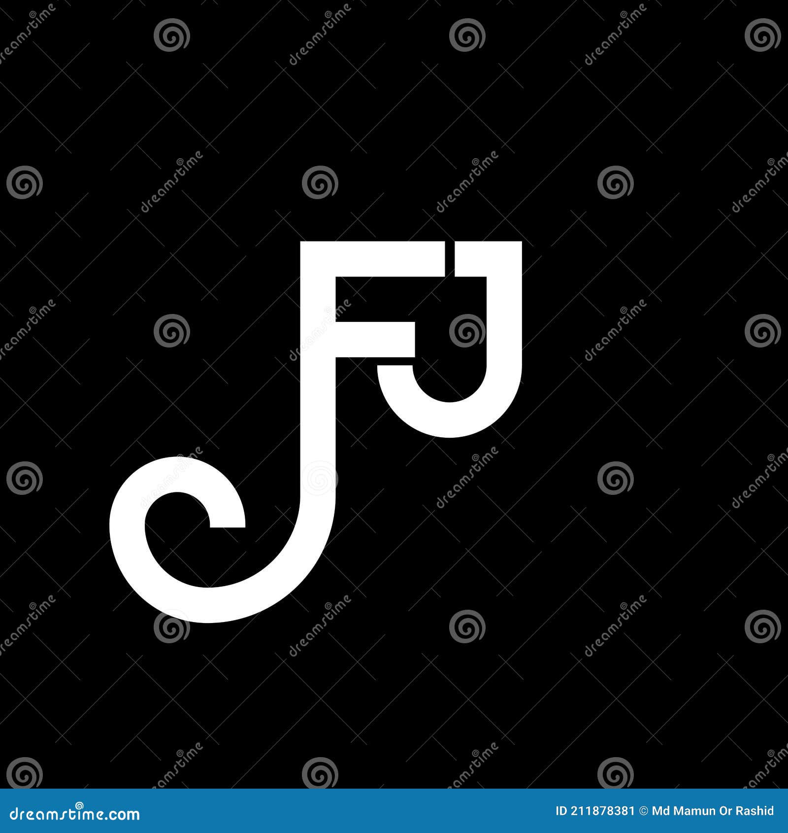 FJ Letter Logo Design on Black Background. FJ Creative Initials Letter ...