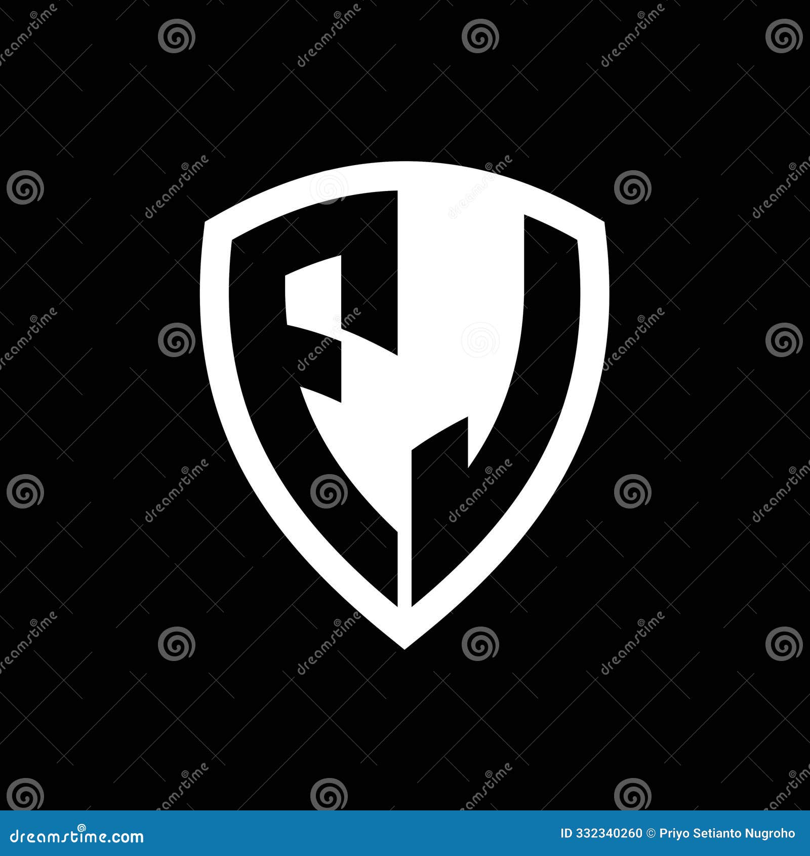 FJ Monogram Logo with Bold Letters Shield Shape with Black and White ...