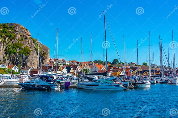 Fjallbacka, Sweden, July 11, 2022: View of Marina in Swedish Tow ... Fjallbacka, Sweden, July 11, 2022: View of Marina in Swedish Tow ...