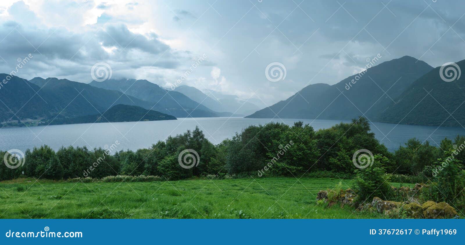 Fjord in a Hazy Weather, Norway Stock Image - Image of dramatic, dark ...