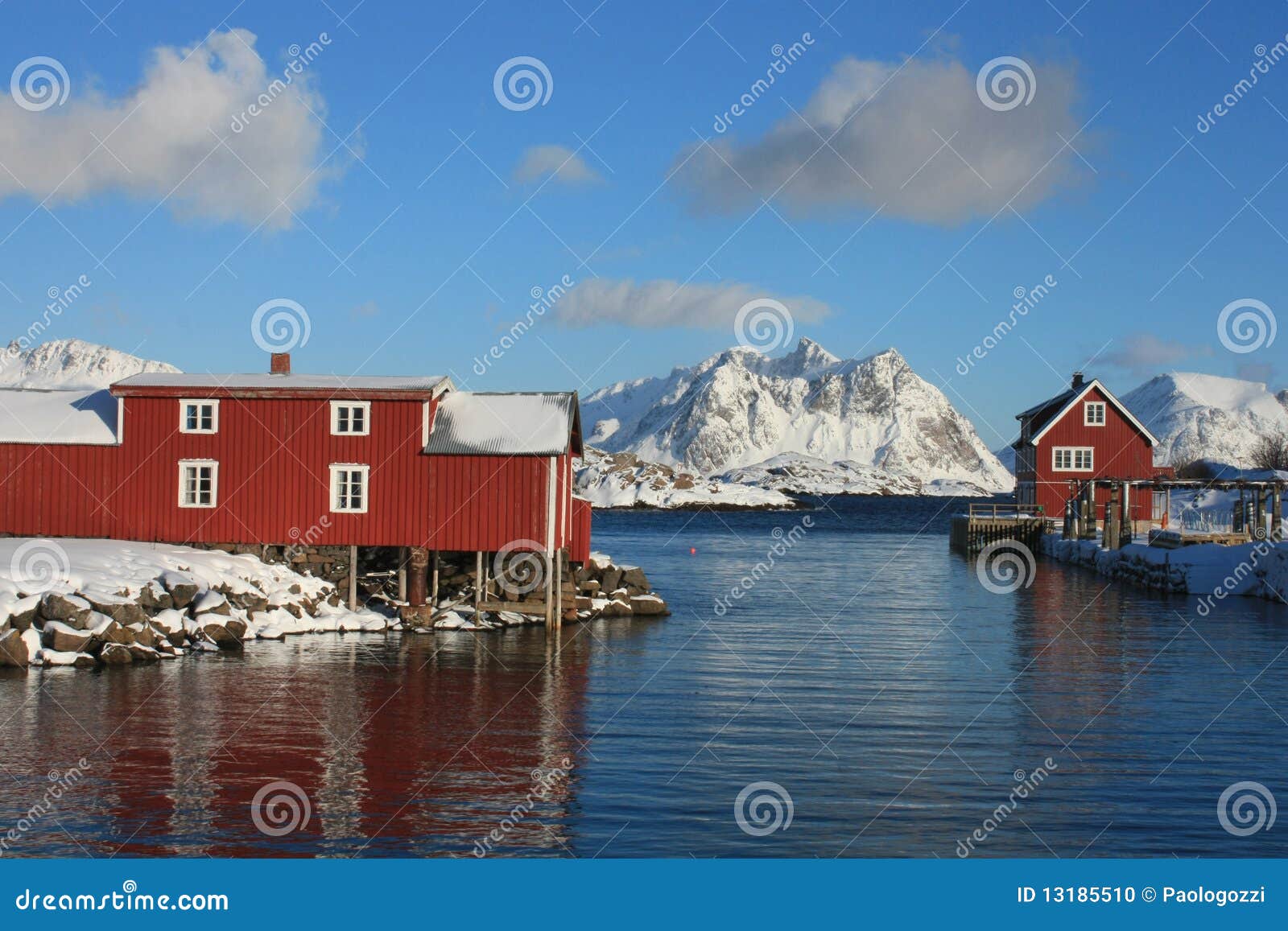 Fjord of Stamsund stock photo. Image of house, harbour - 13185510