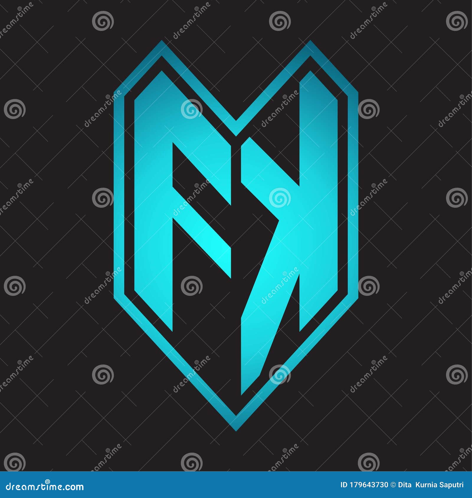 FK Logo Monogram with Emblem Line Style Isolated on Blue Gradient ...