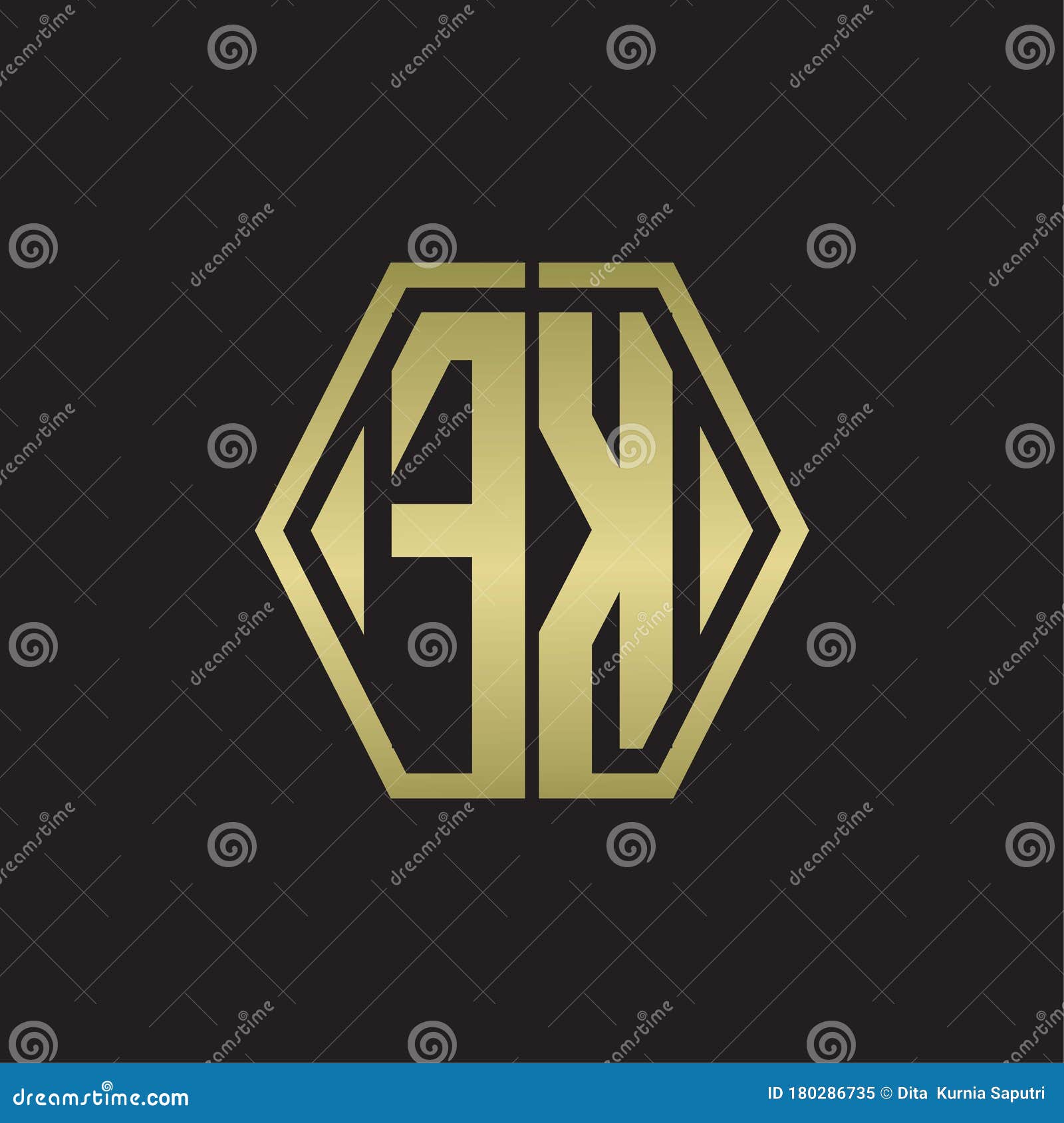 FK Logo Monogram with Hexagon Line Rounded Design Template with Gold ...