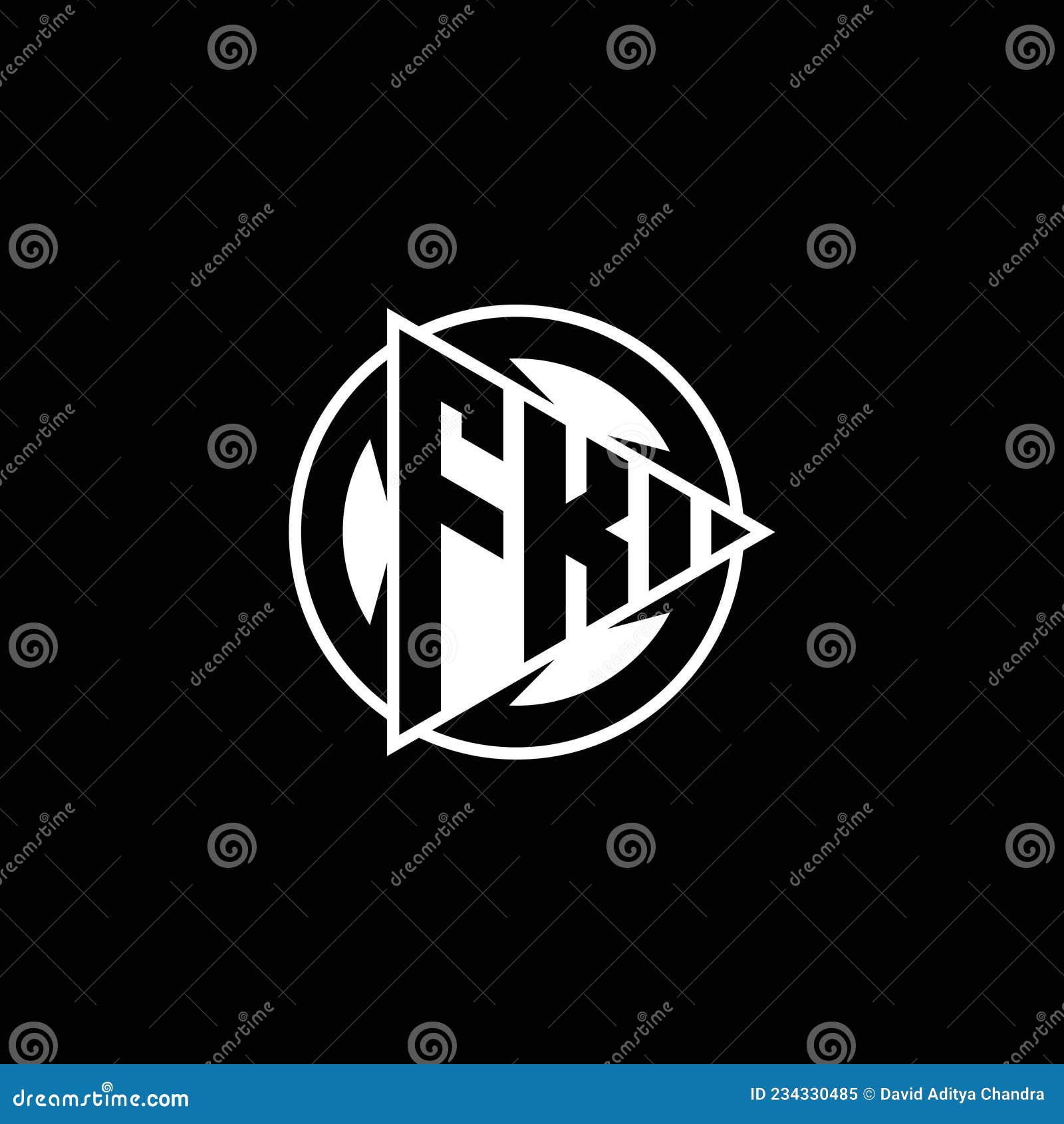 FK Logo Monogram Triangle Play Shape Circle Rounded Stock Vector ...