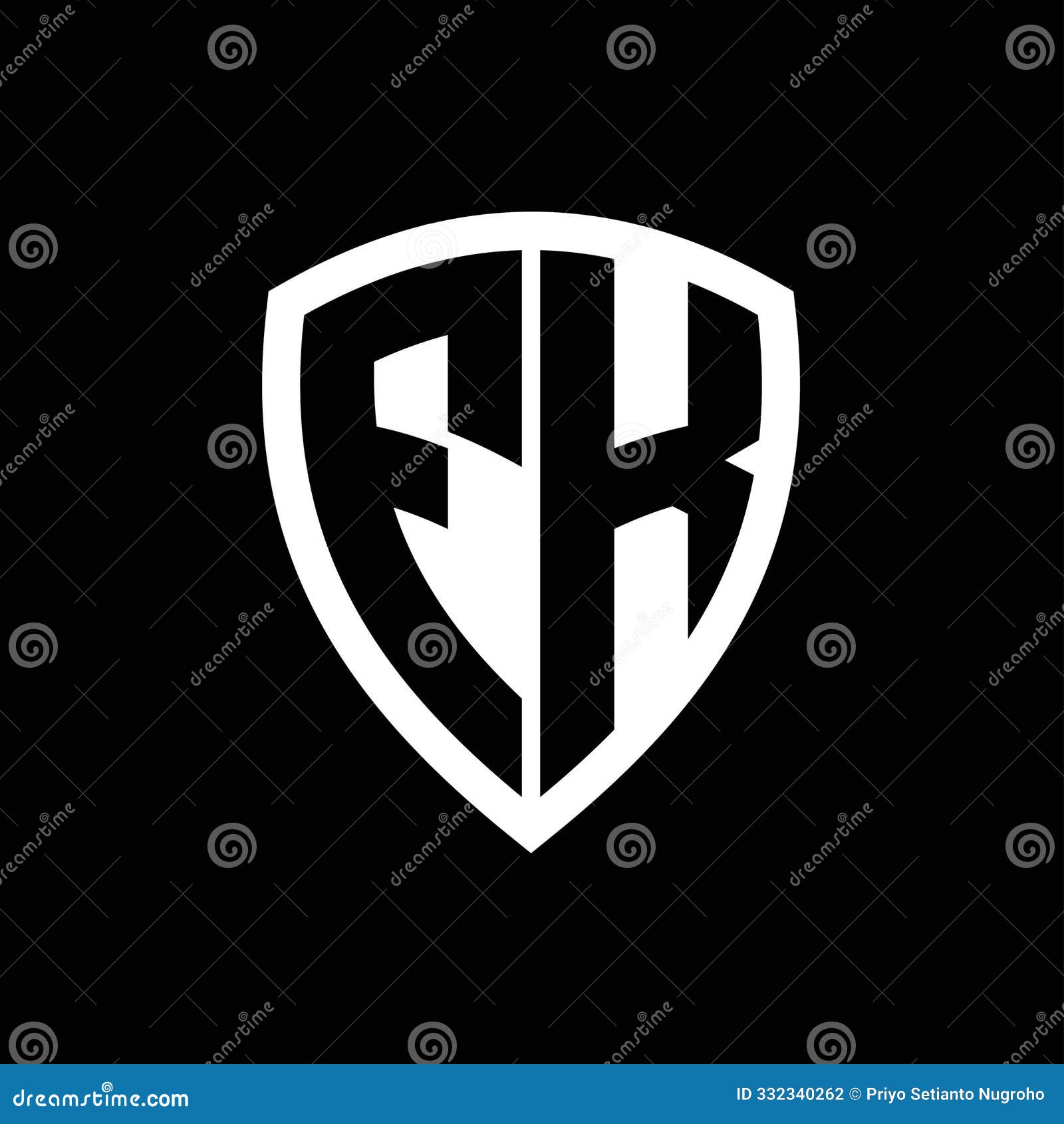 FK Monogram Logo with Bold Letters Shield Shape with Black and White ...