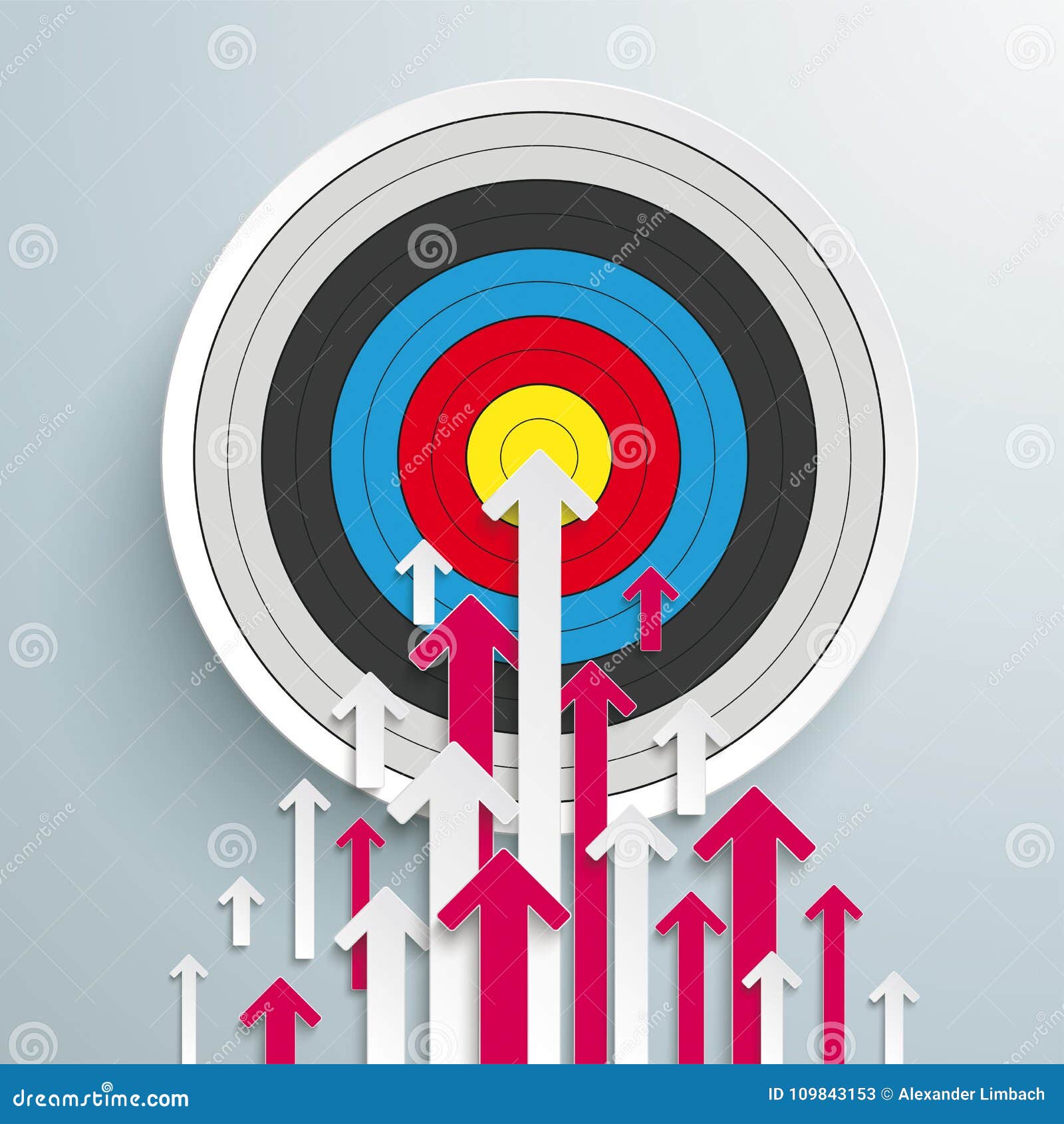Flèches Vers Le Haut De La Cible Rose Blanche De Centre Illustration de ...