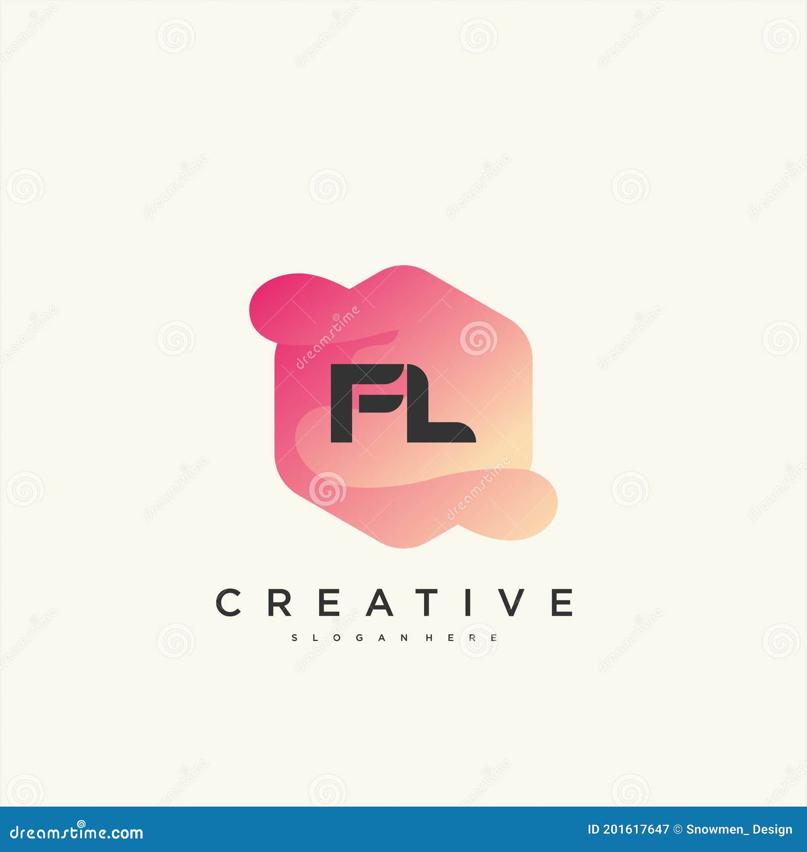 FL Initial Letter Logo Icon Design Template Elements with Wave Colorful ...