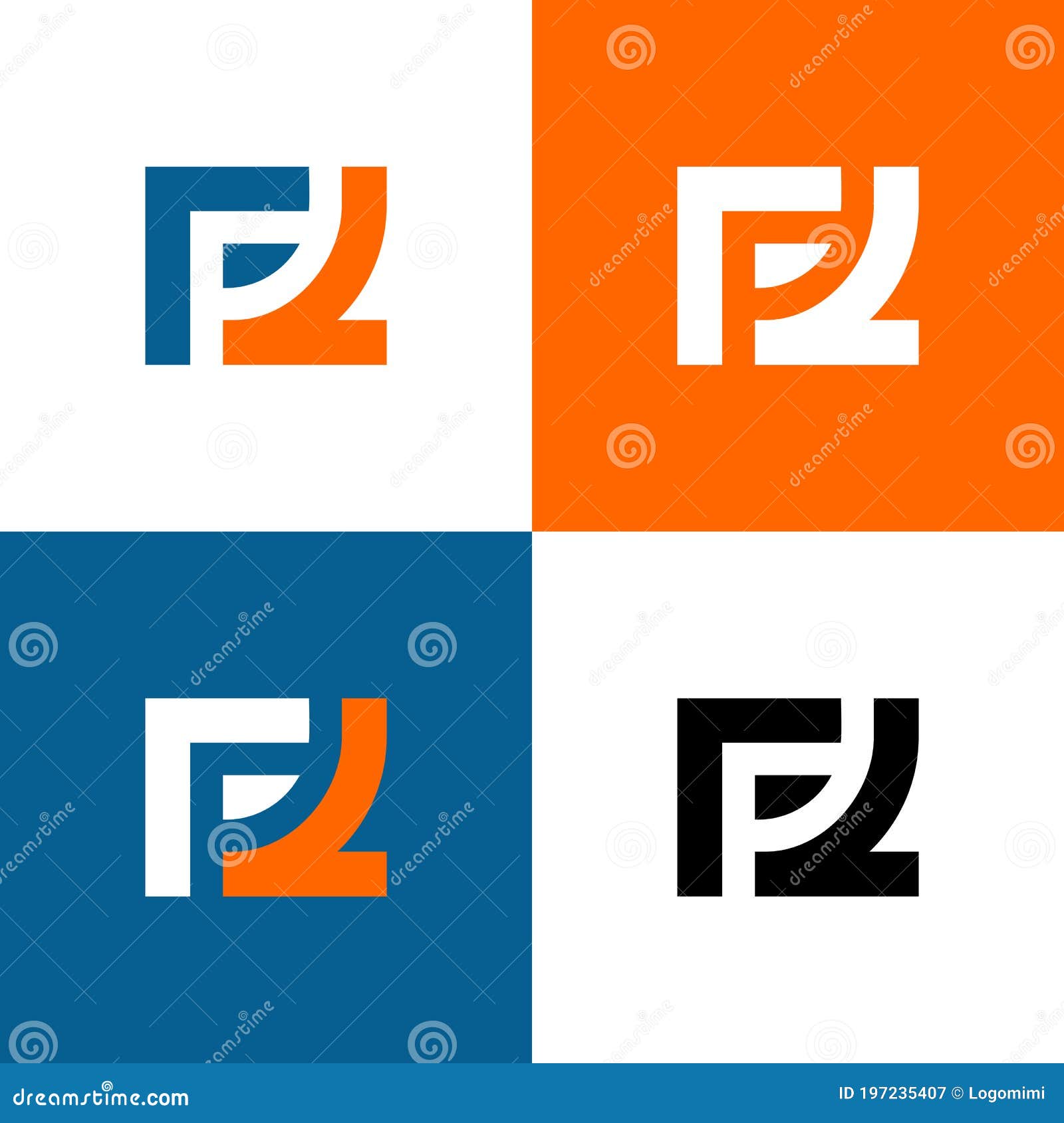 FL or LF Monogram Logo Design Template Elements, Square Shape ...