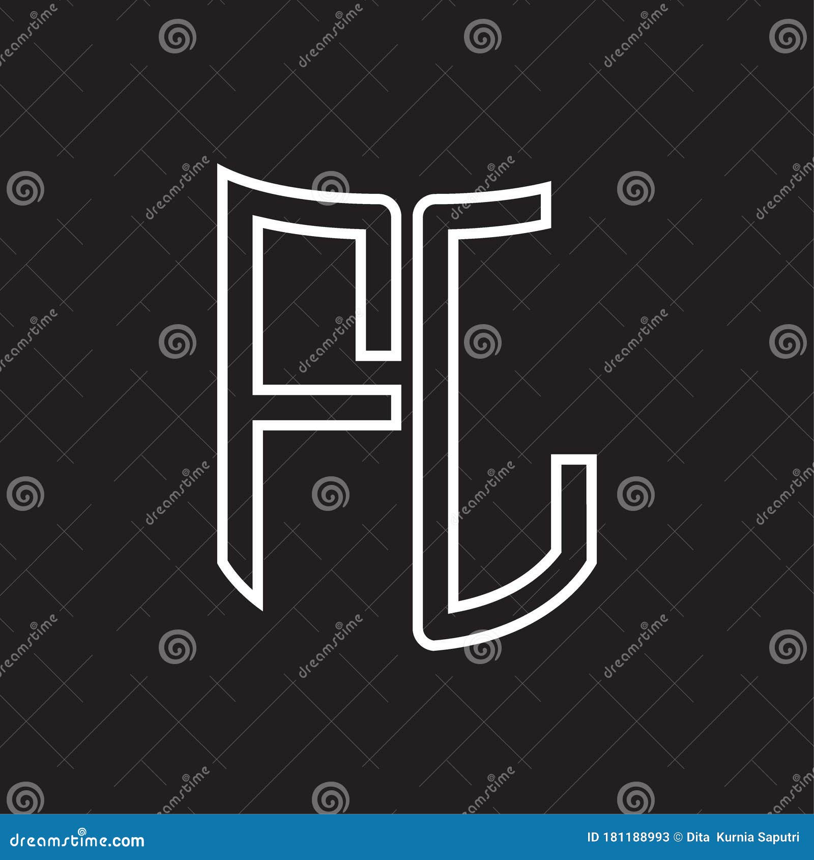 FL Logo Monogram with Ribbon Style Outline Design Template Stock Vector ...