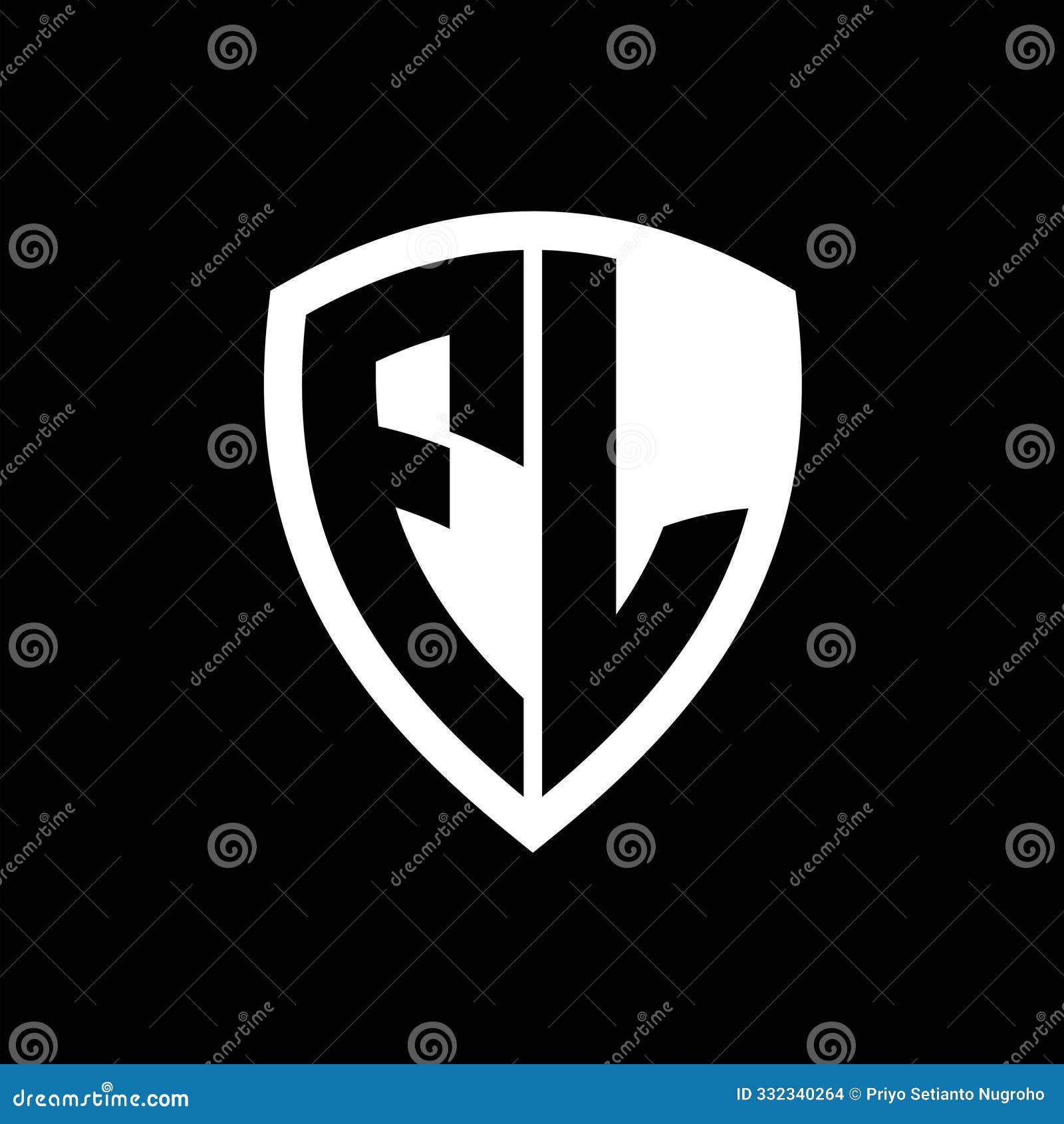 FL Monogram Logo with Bold Letters Shield Shape with Black and White ...