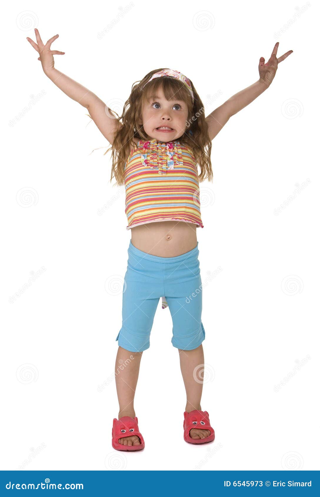 Flabbergasted Little Girl stock image. Image of arms, colourful - 6545973