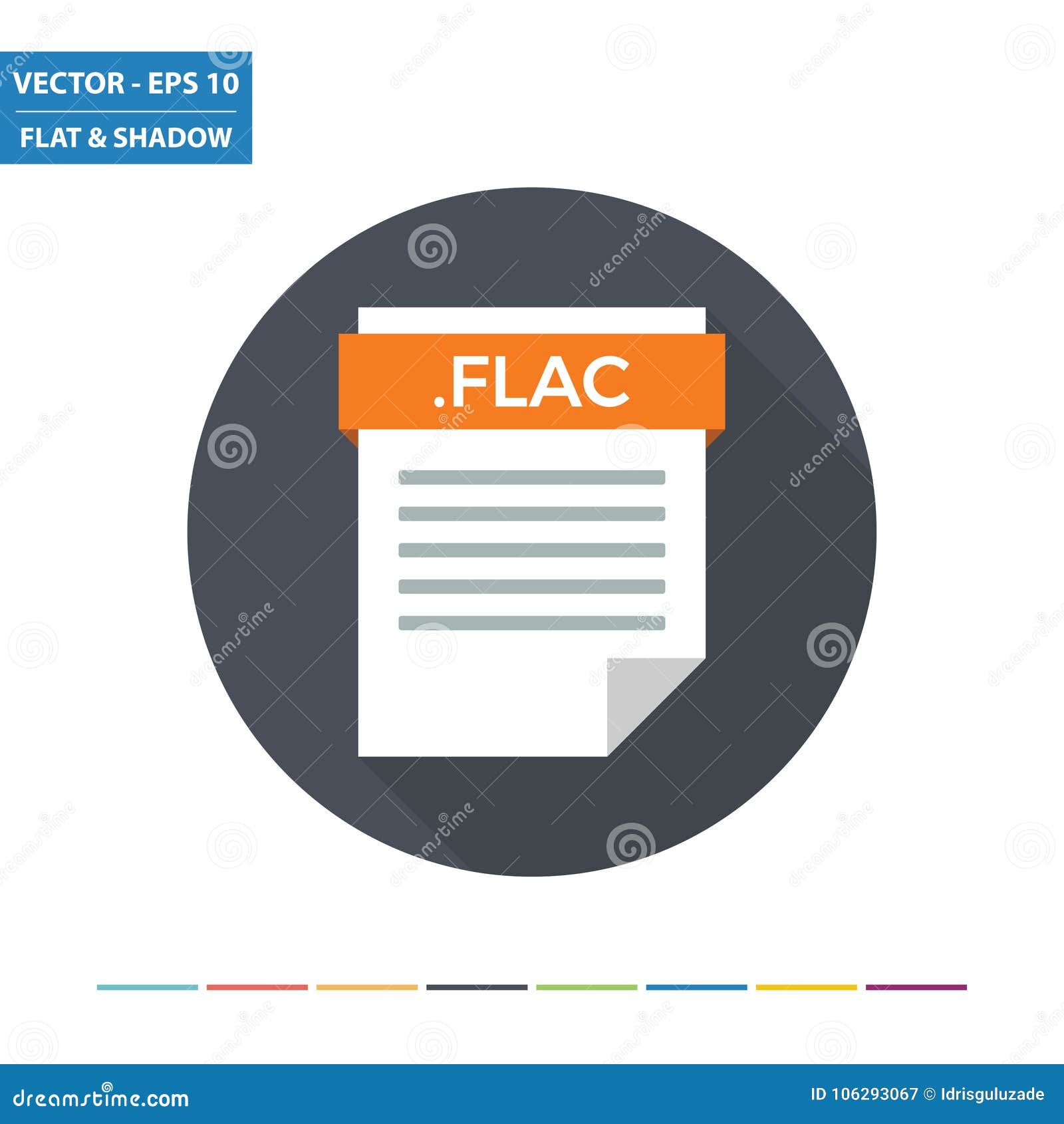 FLAC Audio Document File Format Flat Icon Stock Vector - Illustration ...