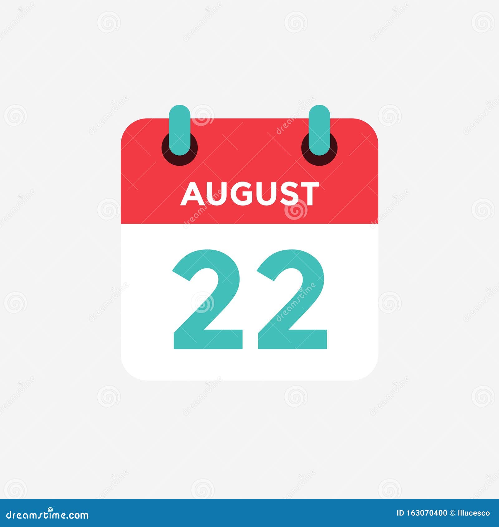 Flachbildkalender 22. August Datum, Tag Und Monat Vektor Abbildung ...