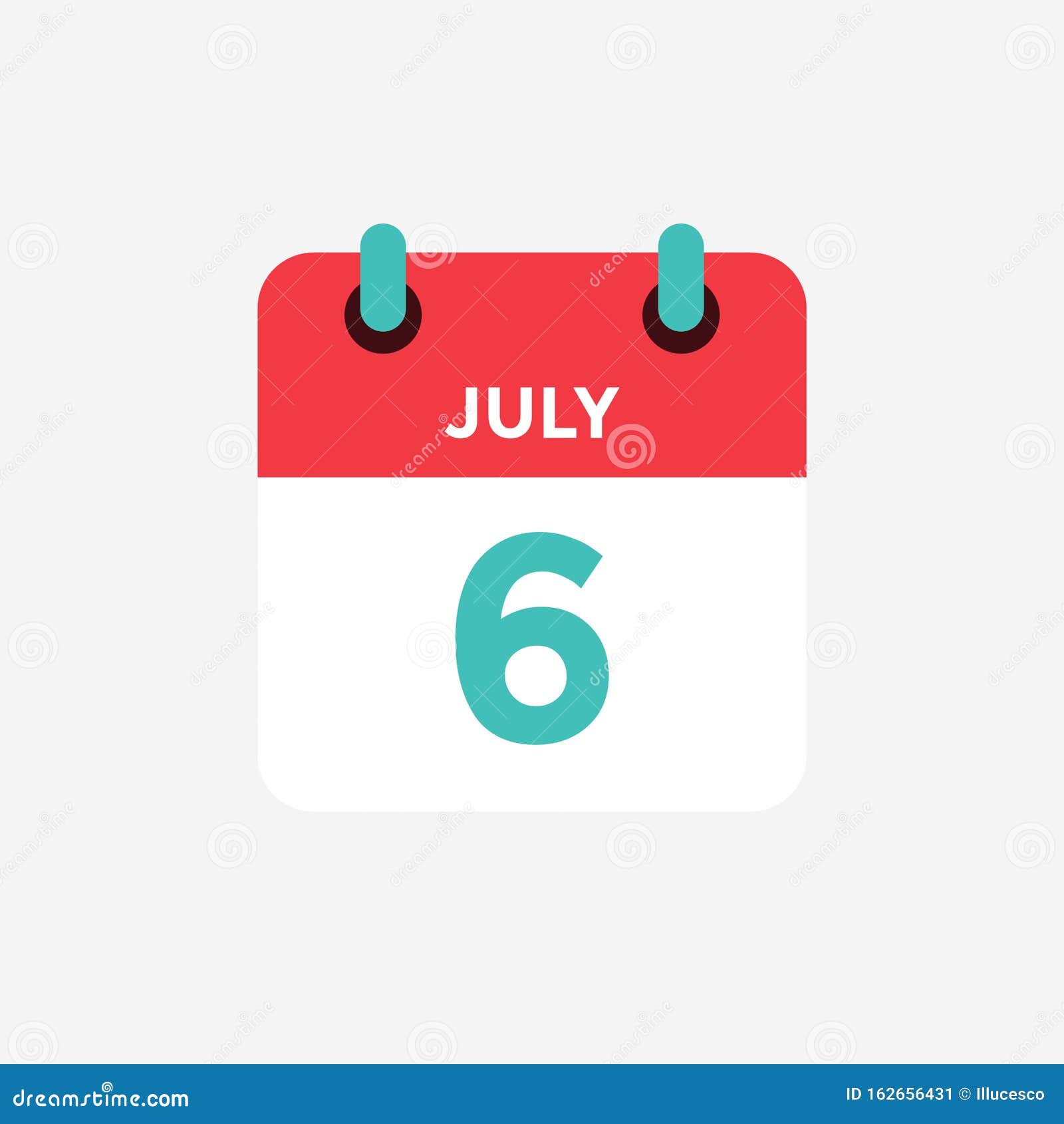 Flachbildkalender 6. Juli Datum, Tag Und Monat Vektor Abbildung ...