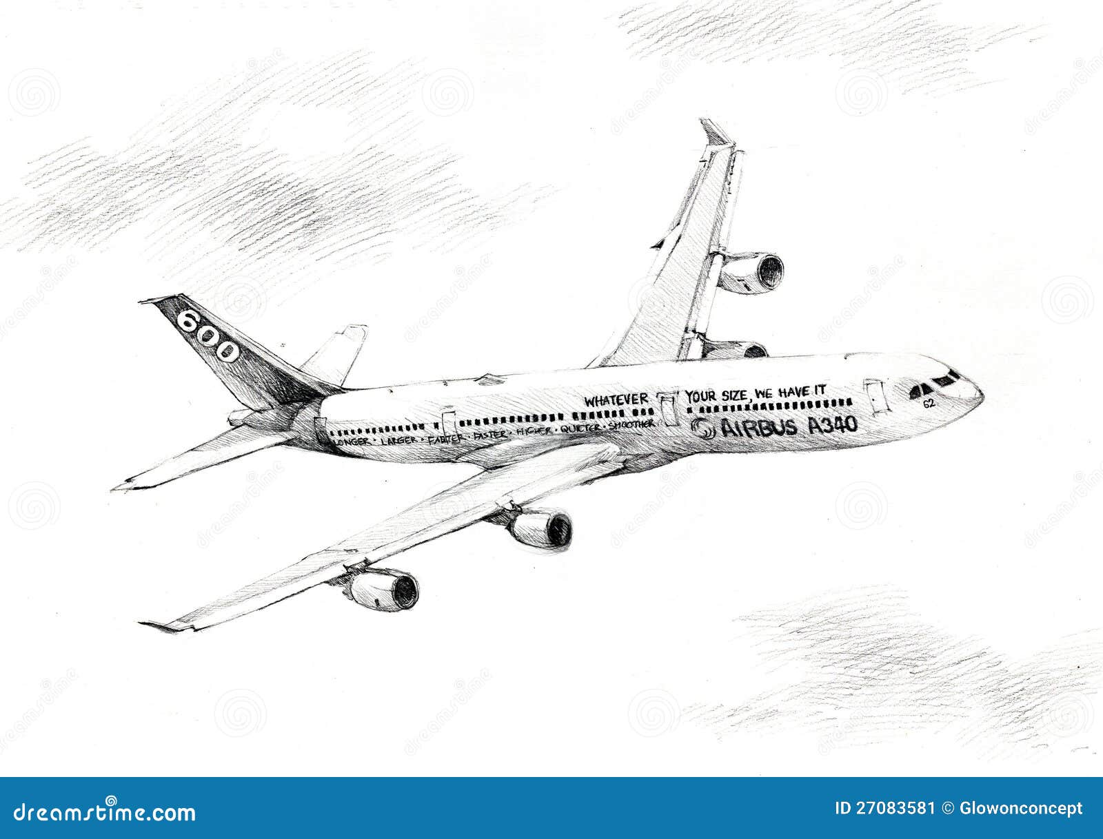 Flache Abbildungzeichnung Airbus-A340 Redaktionelles Foto ...