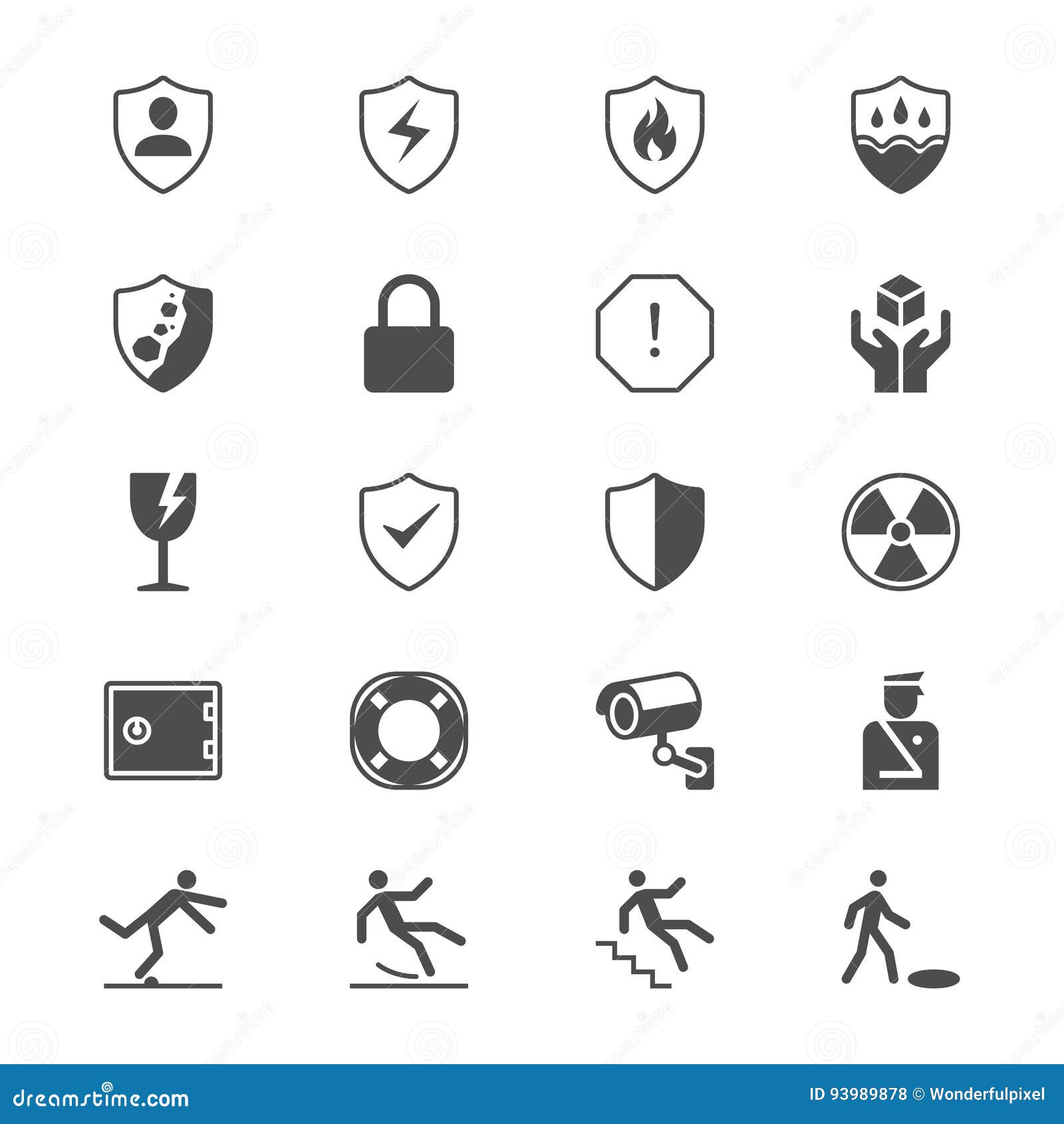 Flache Ikonen Der Sicherheit Vektor Abbildung - Illustration von ...
