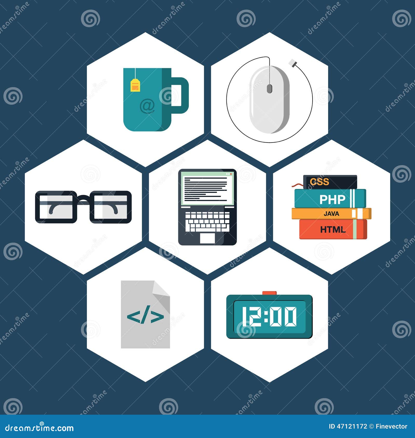 Flache Ikonen Vector Sammlung Programmierung Und Kodierung Von ...