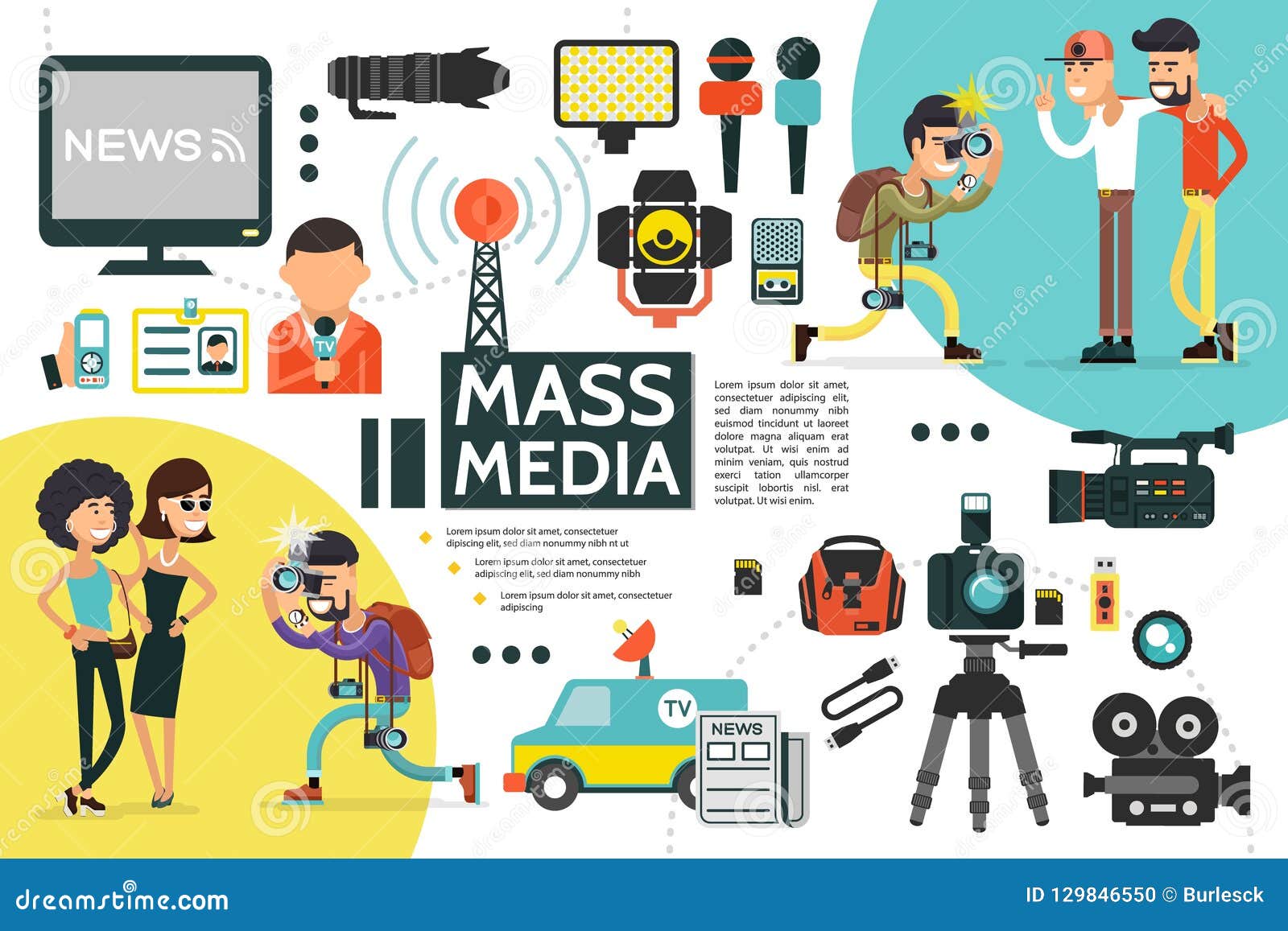 Flache Massenmedien Infographic-Schablone Vektor Abbildung ...
