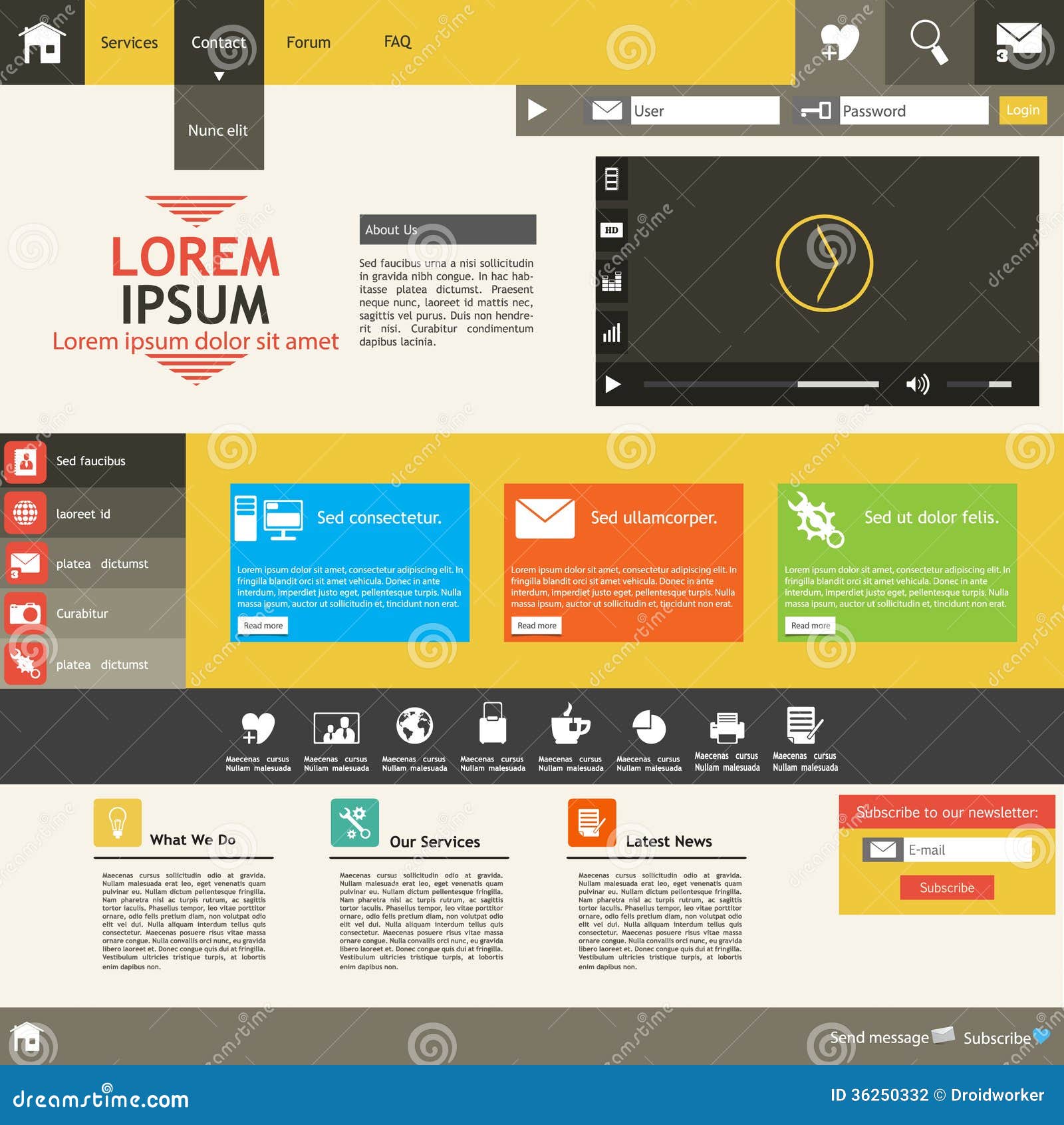 Flache Moderne Website-Schablone Vektor Abbildung - Illustration von ...