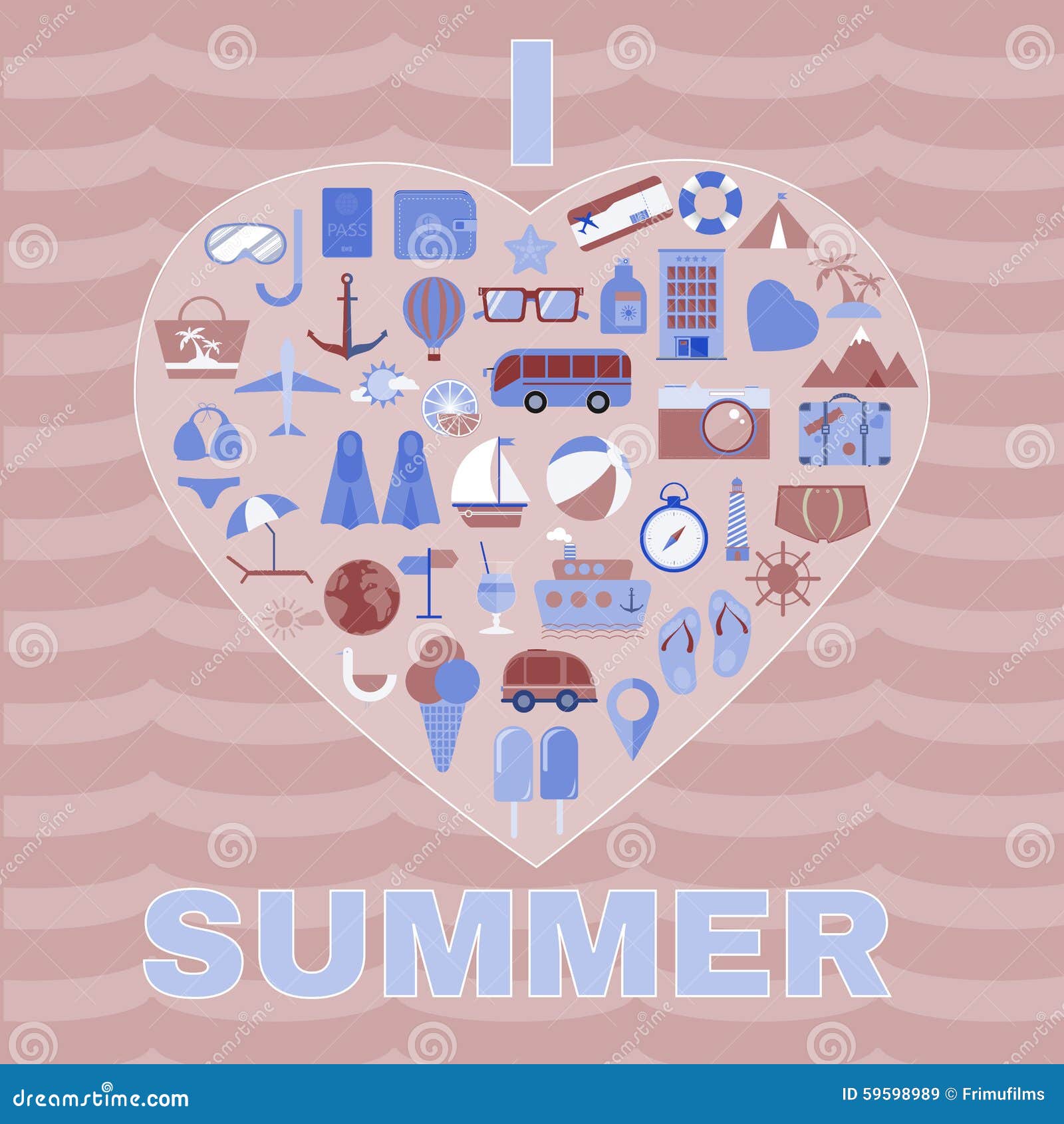 Flacher Bunter Ikonensatz Der Ferien Vektor Abbildung - Illustration ...