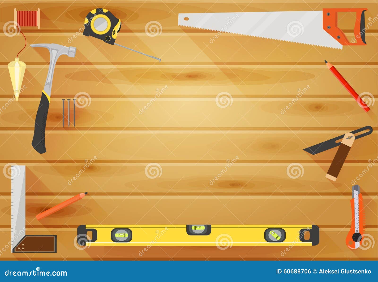Flacher Hintergrund Tischler-Tools Vektor Abbildung - Illustration von ...