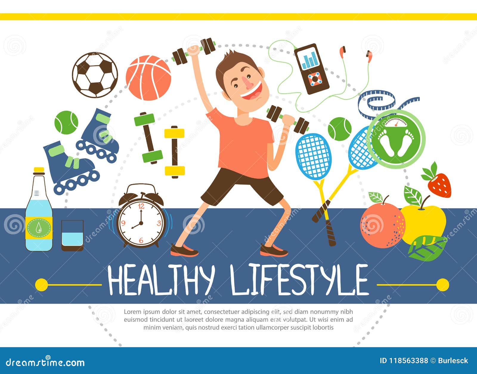 Flaches Gesundes Lebensstil-Konzept Vektor Abbildung - Illustration von ...