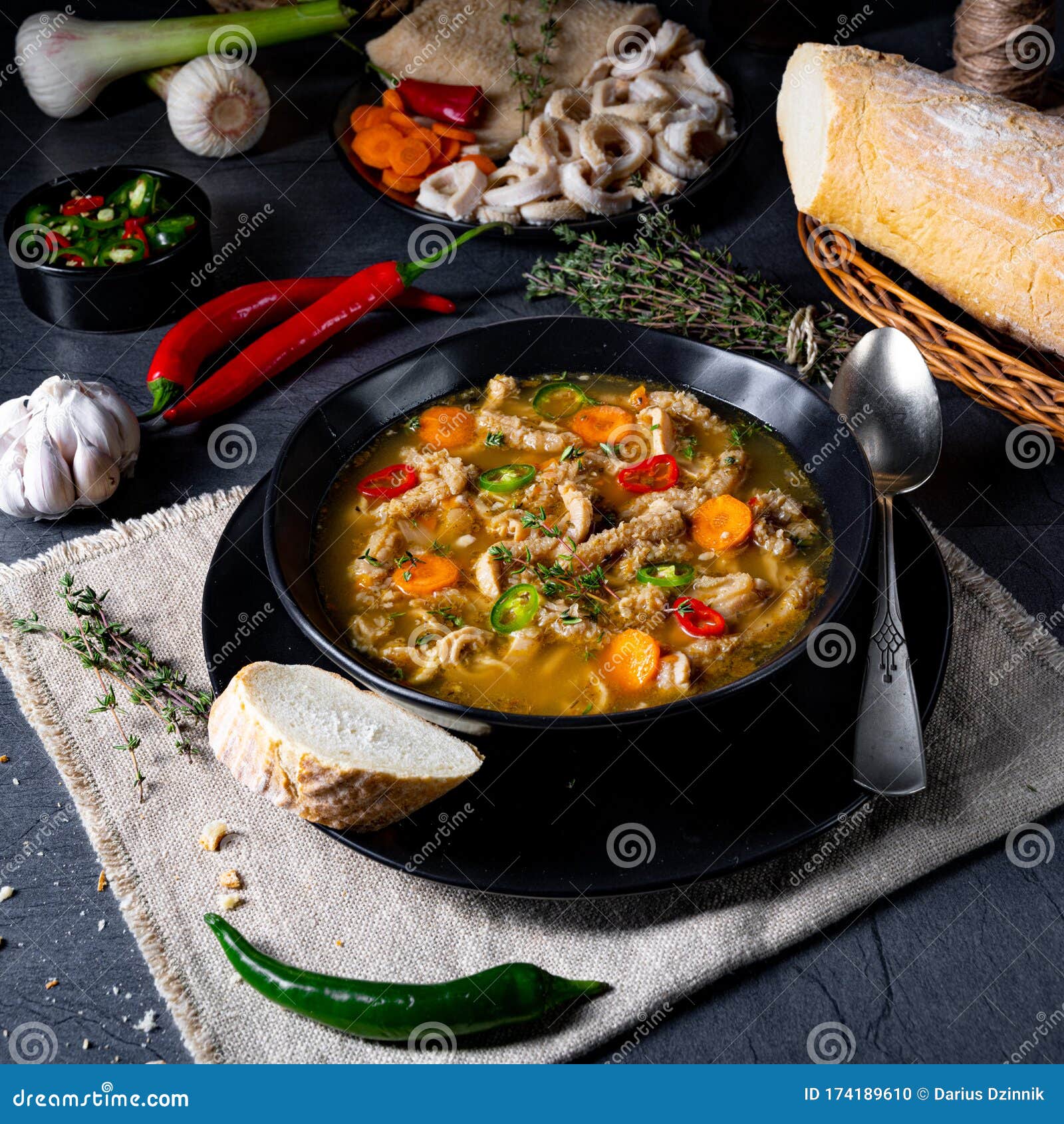 Flaczki - Tripe Soup the Polish Way Stock Photo - Image of napkin ...