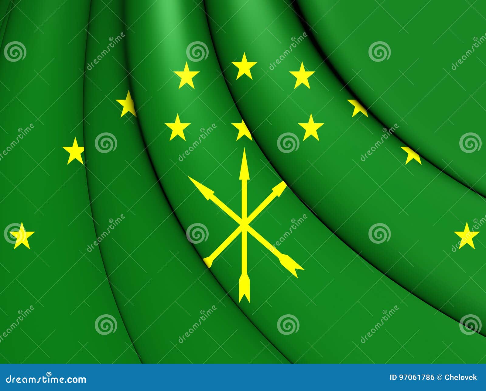 Flag of Adygea Republic, Russia. Stock Illustration - Illustration of ...