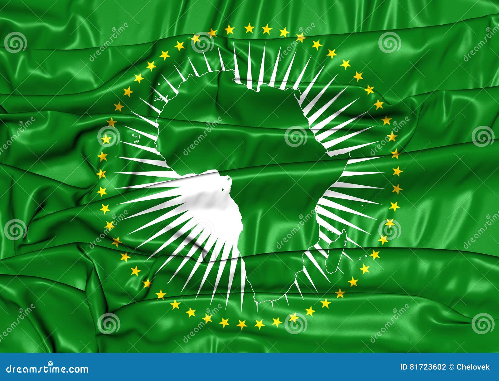 Flag of the African Union stock illustration. Illustration of waving ...