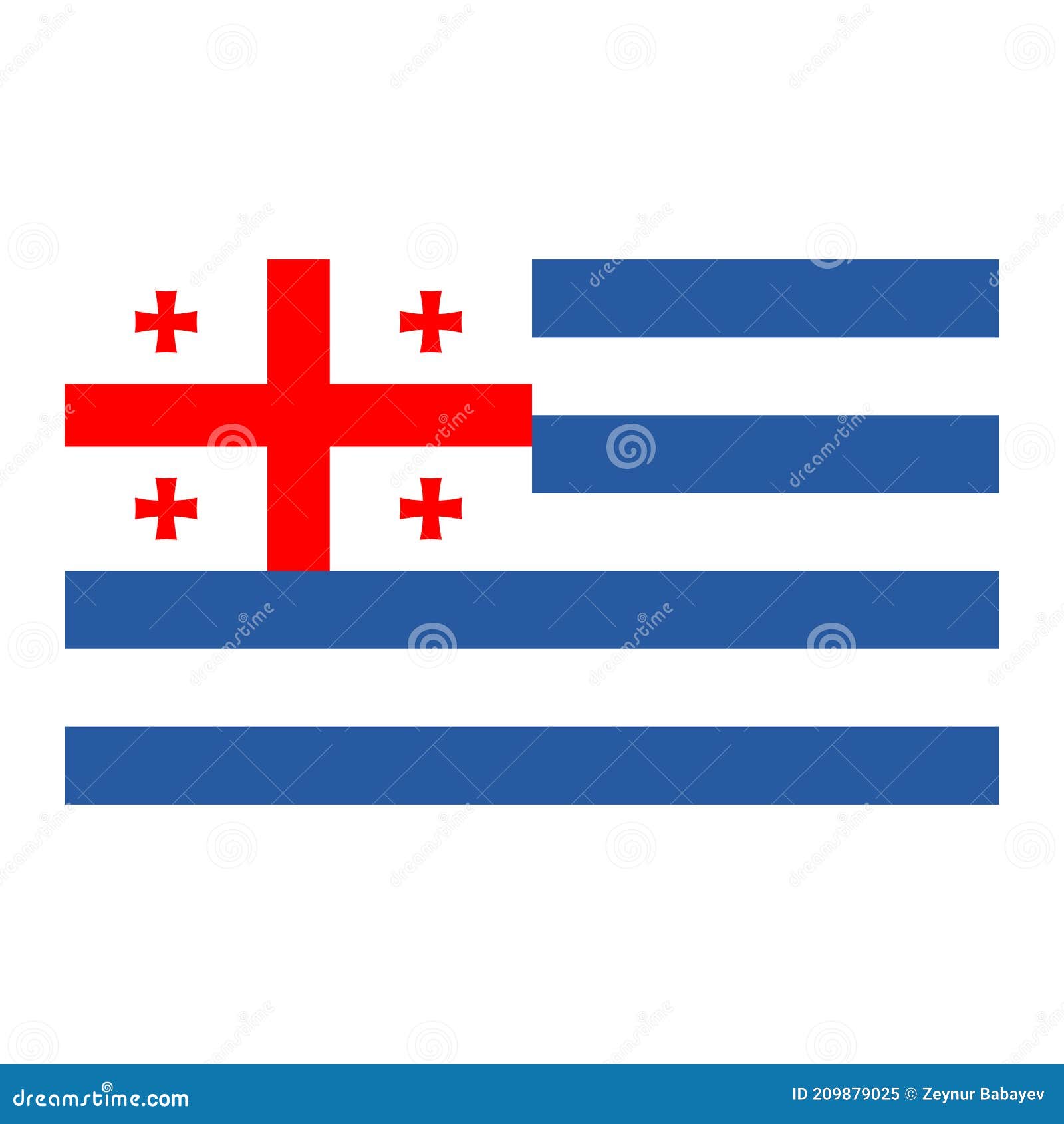 Flag of Ajaria. High Detailed and Accurate Dimensions. Flat and Solid ...