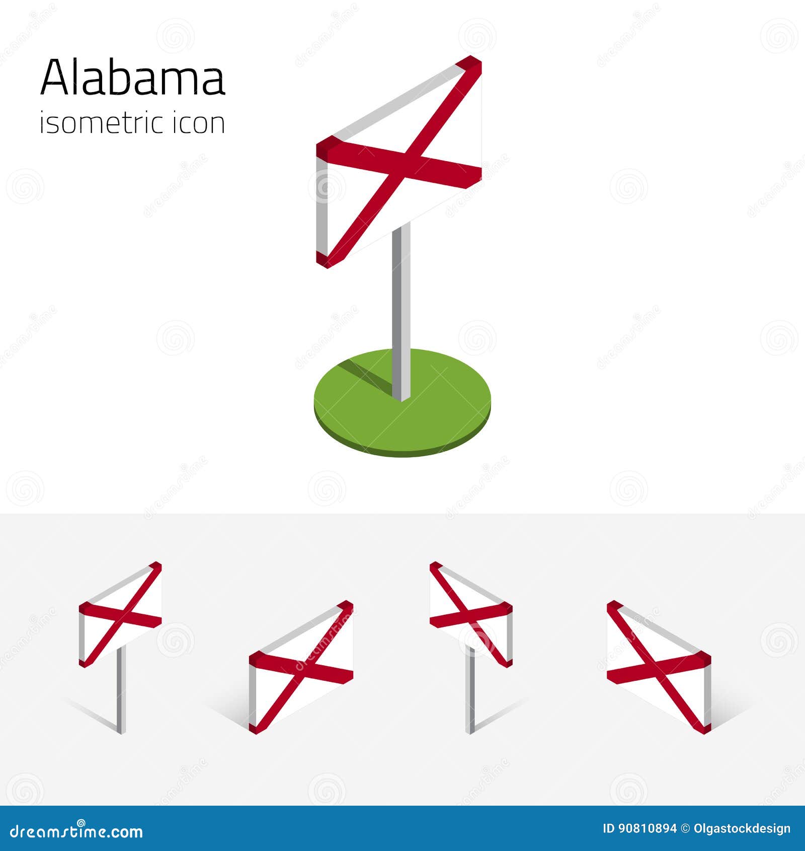 Flag of Alabama USA, Vector 3D Isometric Flat Icons Stock Vector ...