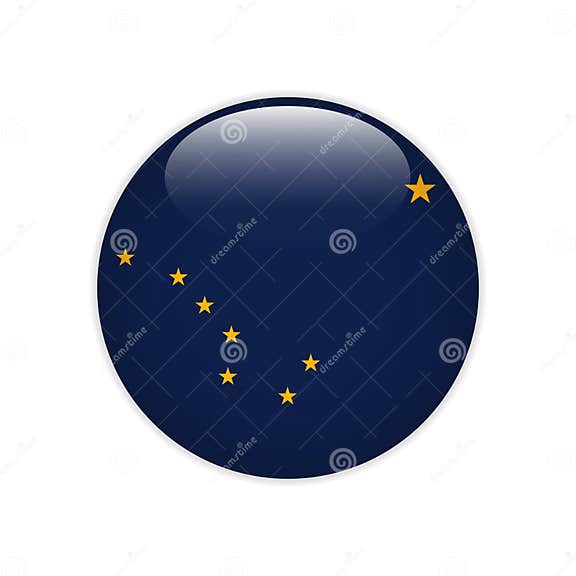 Flag Alaska button stock vector. Illustration of glass - 143272921