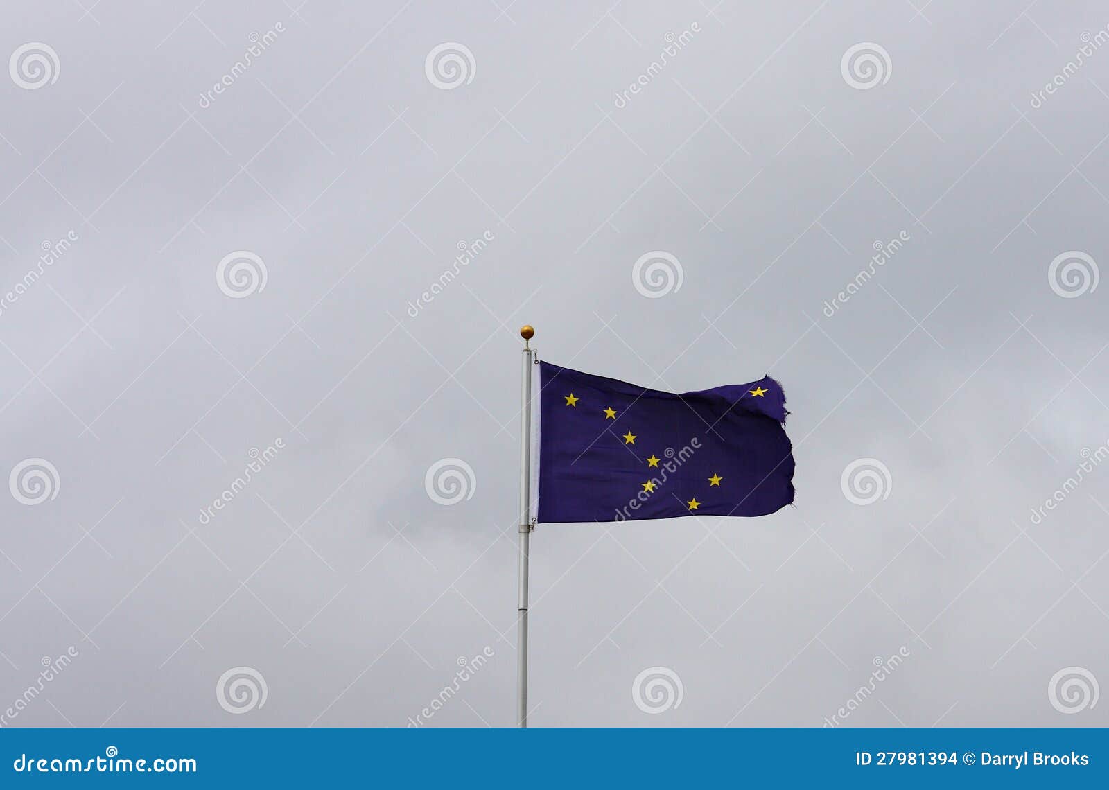 Flag of Alaska Flying Against Overcast Sky Stock Photo - Image of ...