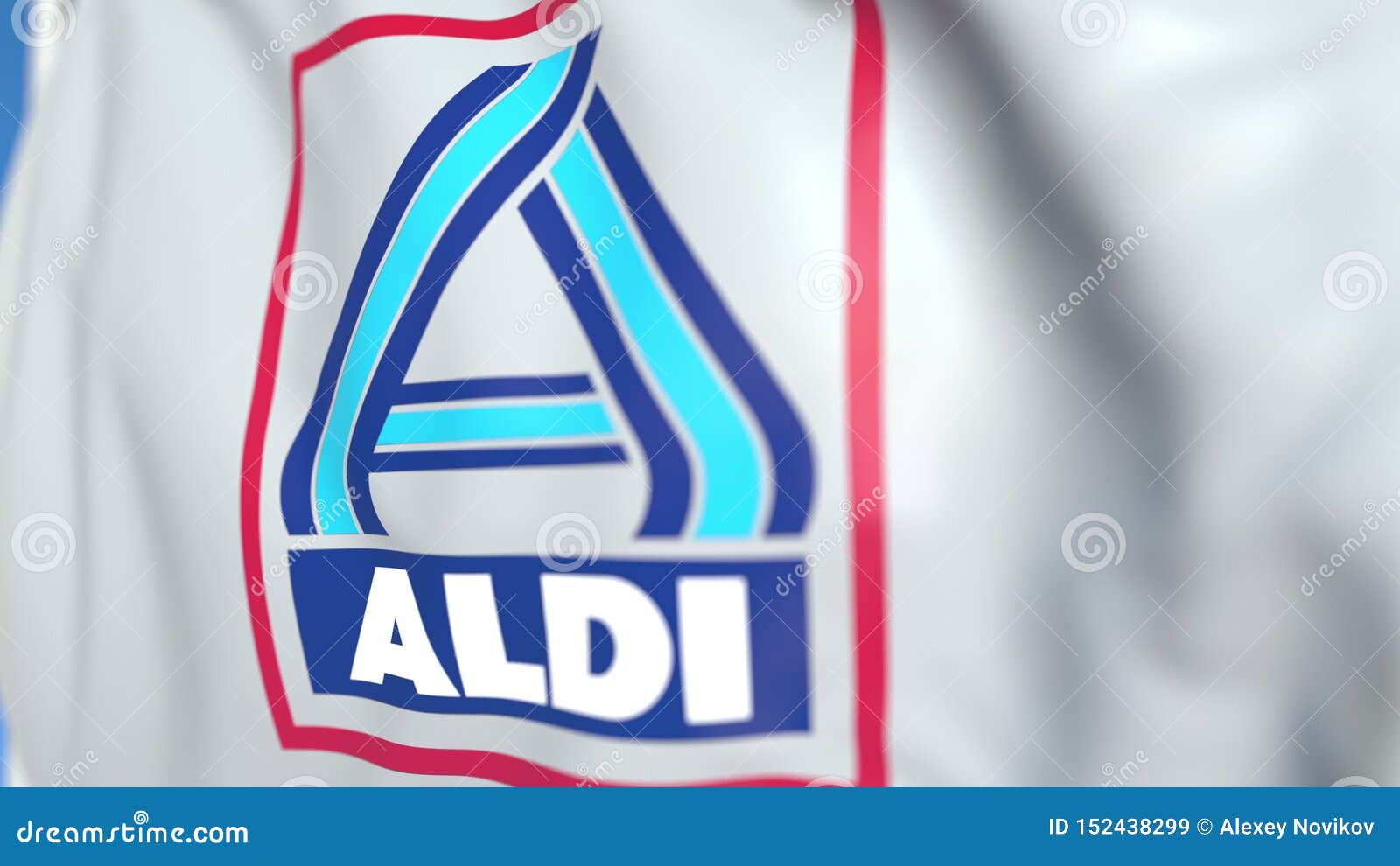Flag with Aldi Logo, Close-up. Editorial 3D Rendering Editorial Stock ...