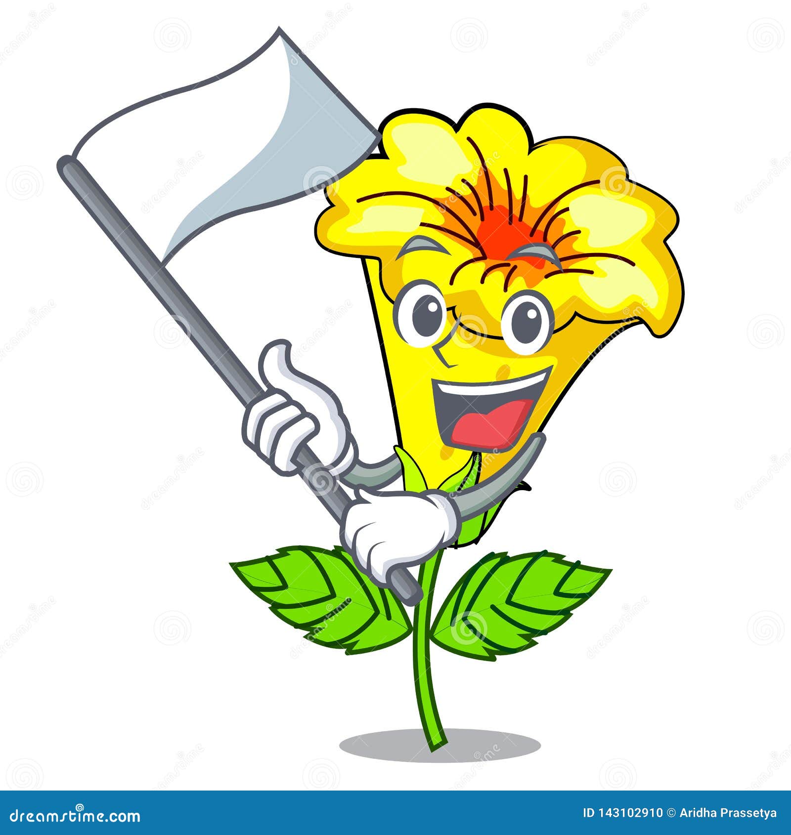 With Flag Allamanda Flower Isolated in the Mascot Stock Vector ...
