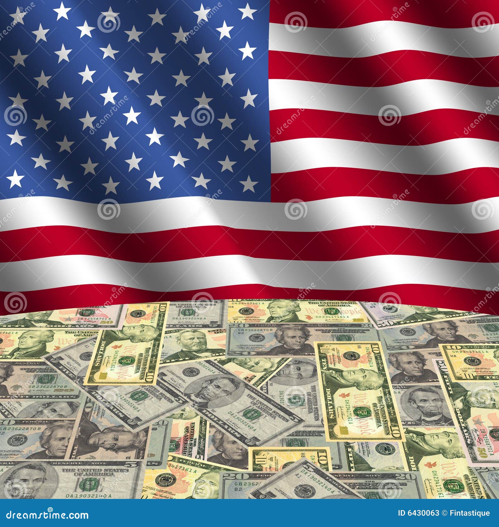 Flag with American dollars stock illustration. Illustration of ripple ...