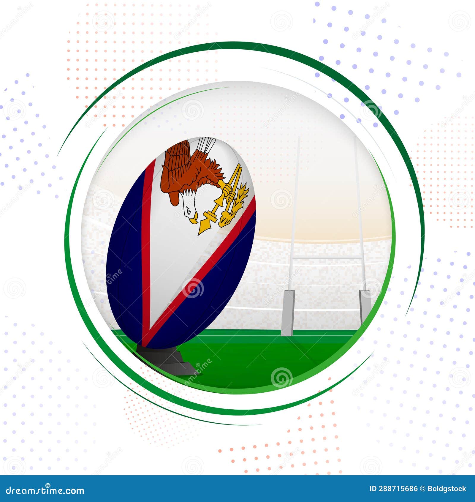 Flag of American Samoa on Rugby Ball. Round Rugby Icon with Flag of ...