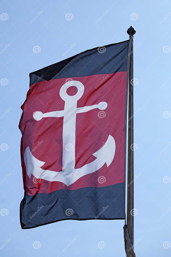 A Flag with an Anchor Motif at Stockholm Habour Stock Image - Image of ...