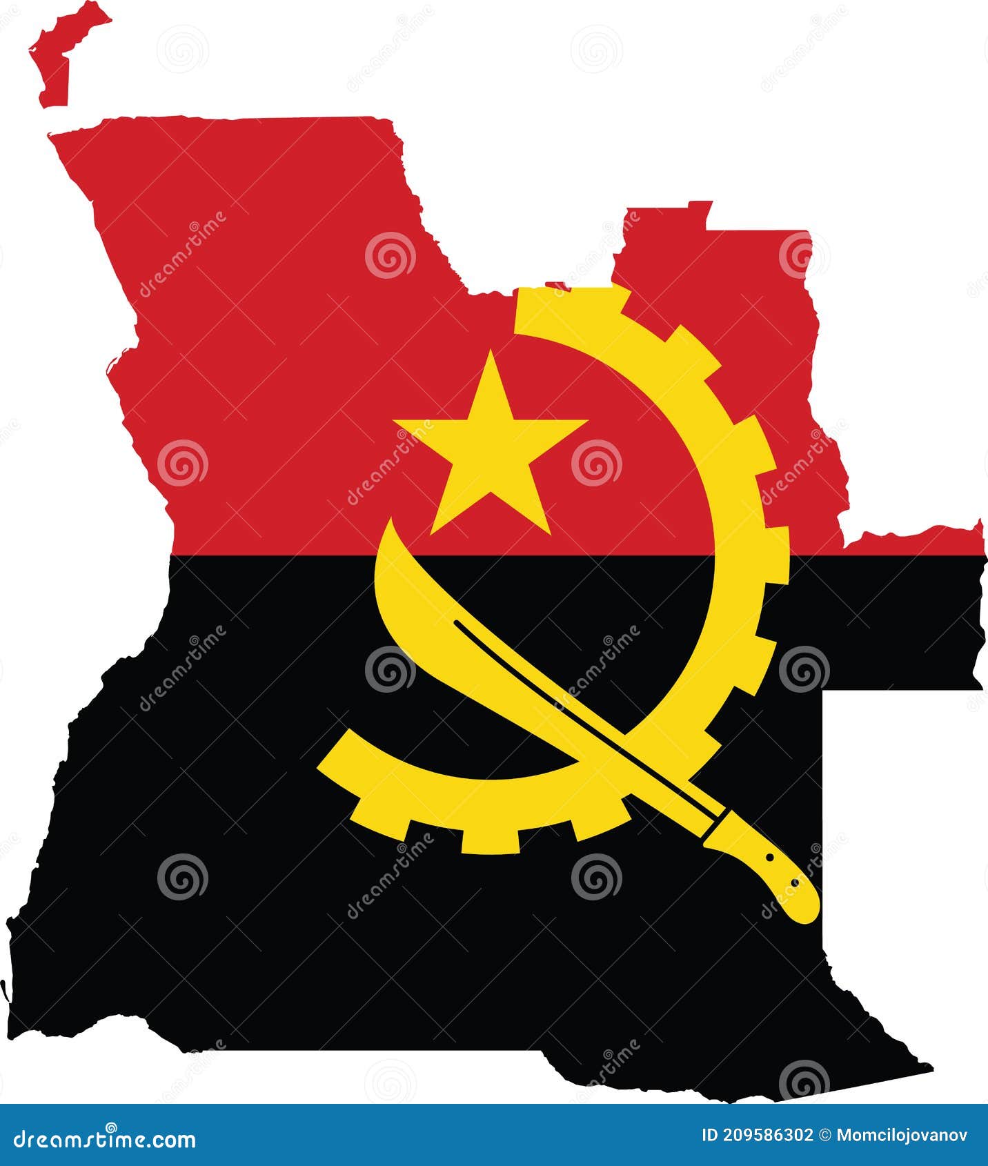 Flag map of Angola stock vector. Illustration of angola - 209586302